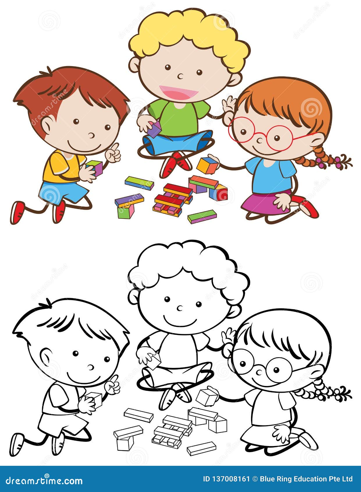 Doodle Children Playing Character Stock Vector - Illustration of ...