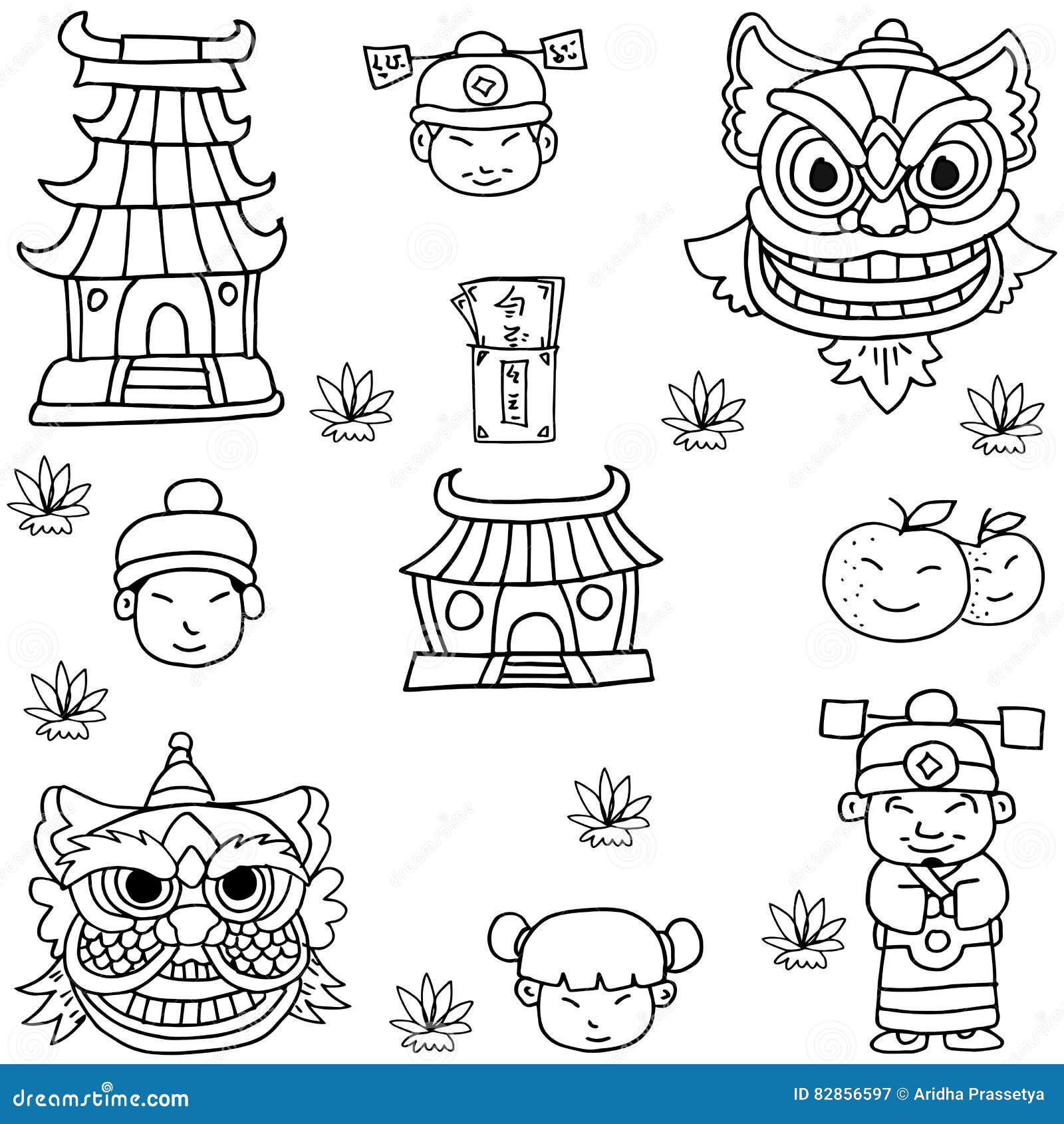 Doodle of Chinese Element Collection Stock Vector - Illustration of ...