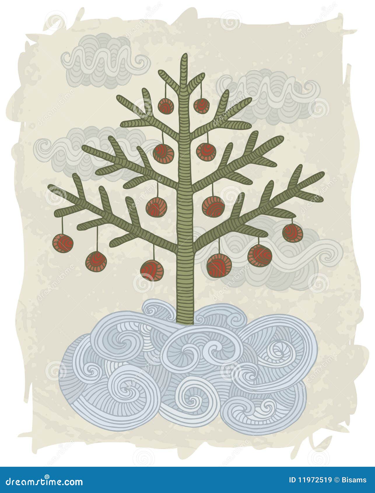 Doodle Christmas tree stock vector. Illustration of xmas - 11972519