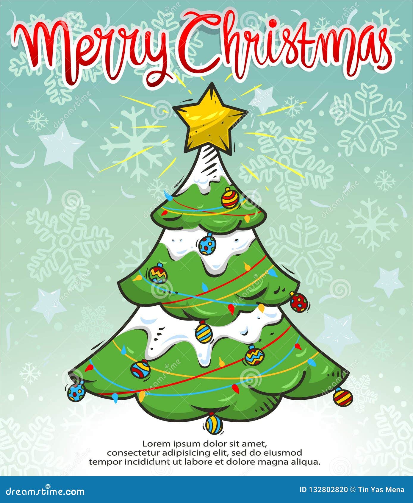 DOODLE CHRISTMAS TREE stock vector. Illustration of moon - 132802820