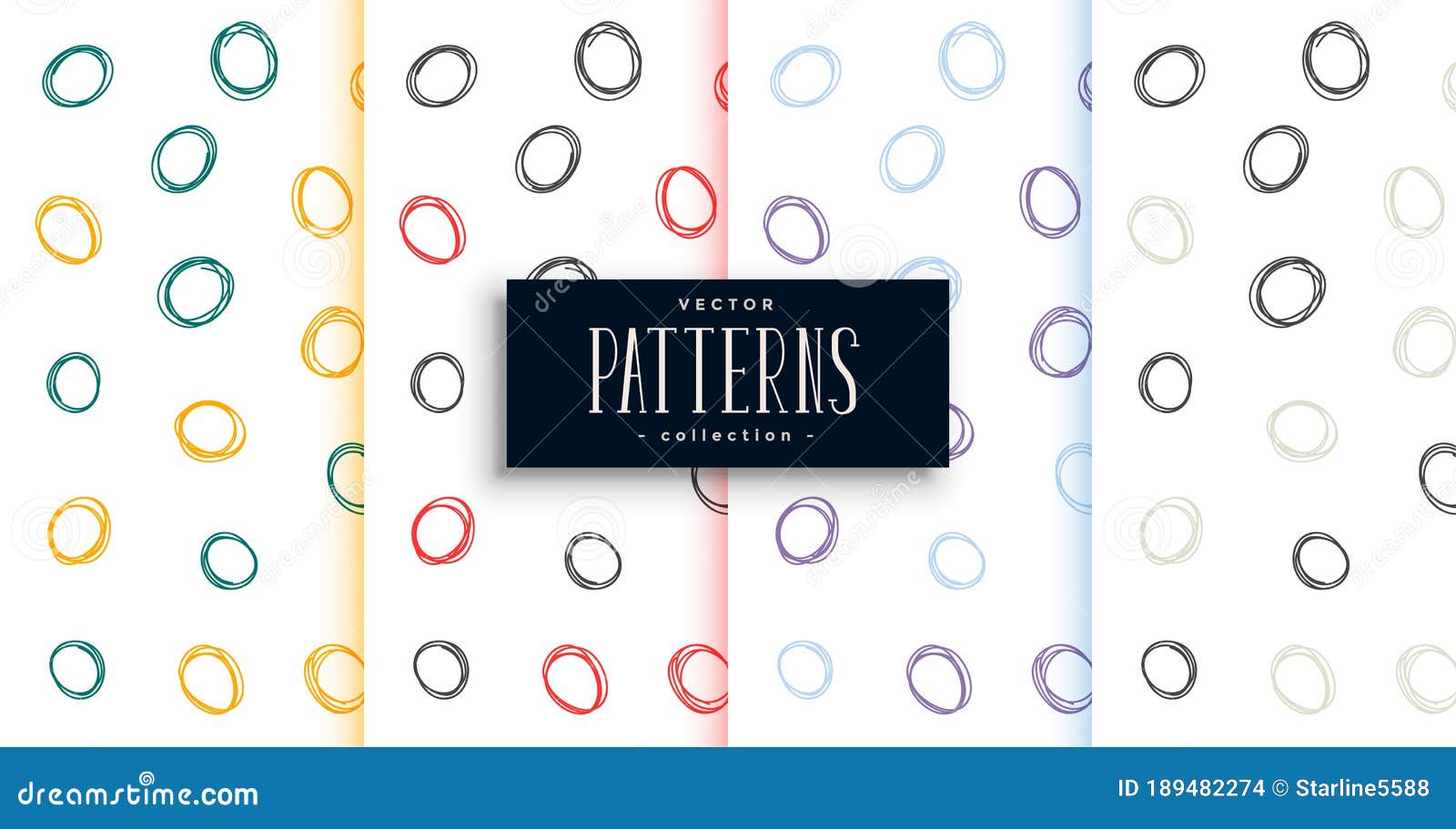 Doodle Circles Abstract Patterns Set of Four Stock Vector ...