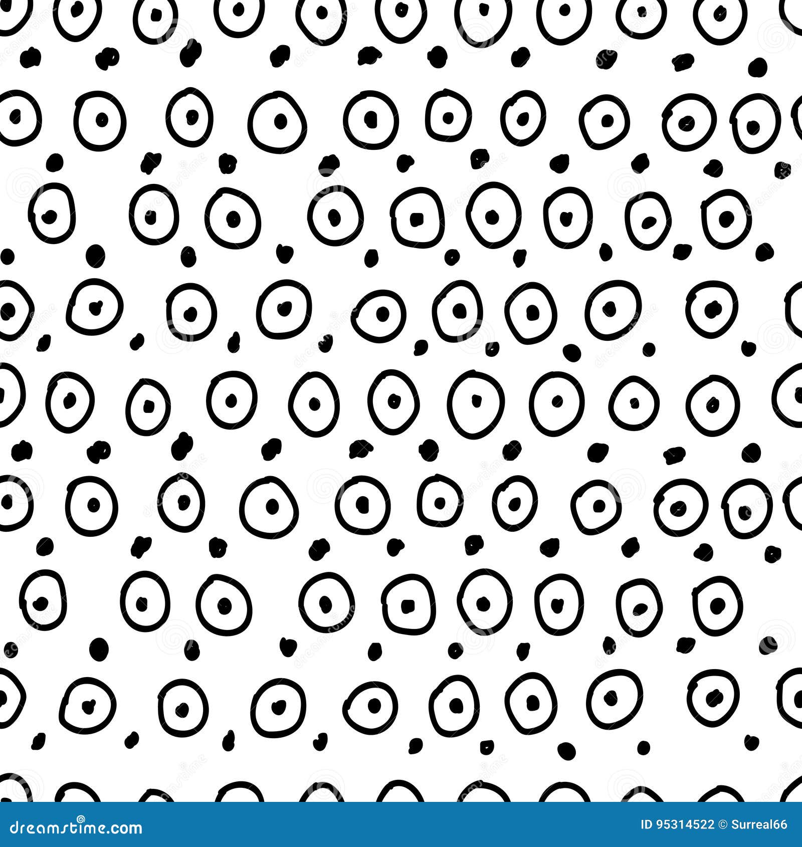 Doodle Circles and Dots Seamless Pattern. Stock Vector - Illustration ...