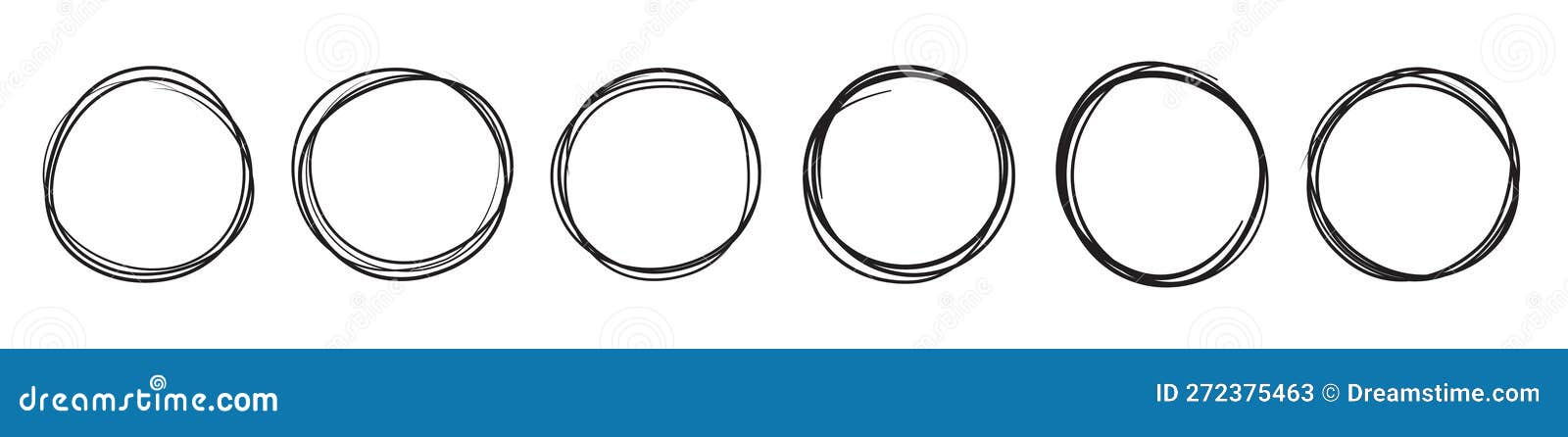 Doodle Circles, Sketch Line Frames, Vector Drawing Abstract Circle ...