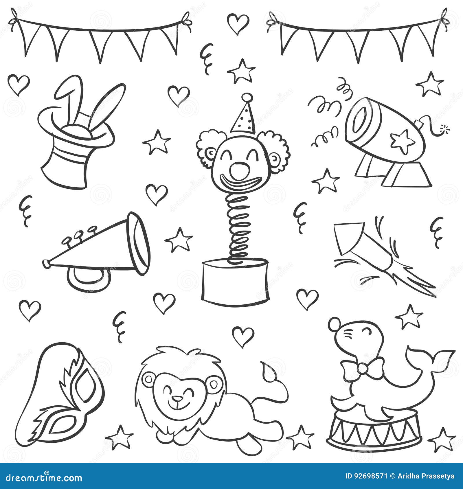 Doodle of Circus Element Hand Draw Stock Vector - Illustration of funny, fabric: 92698571