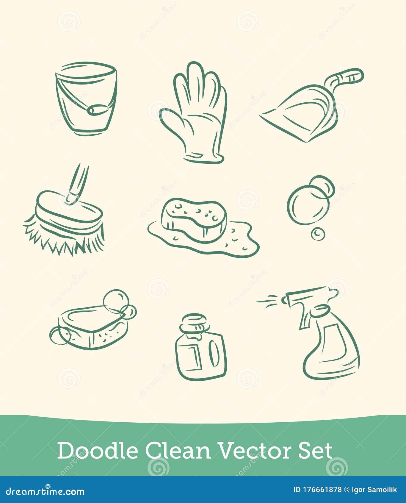 Doodle Clean Set Isolated on White Background. Vector Stock Vector ...