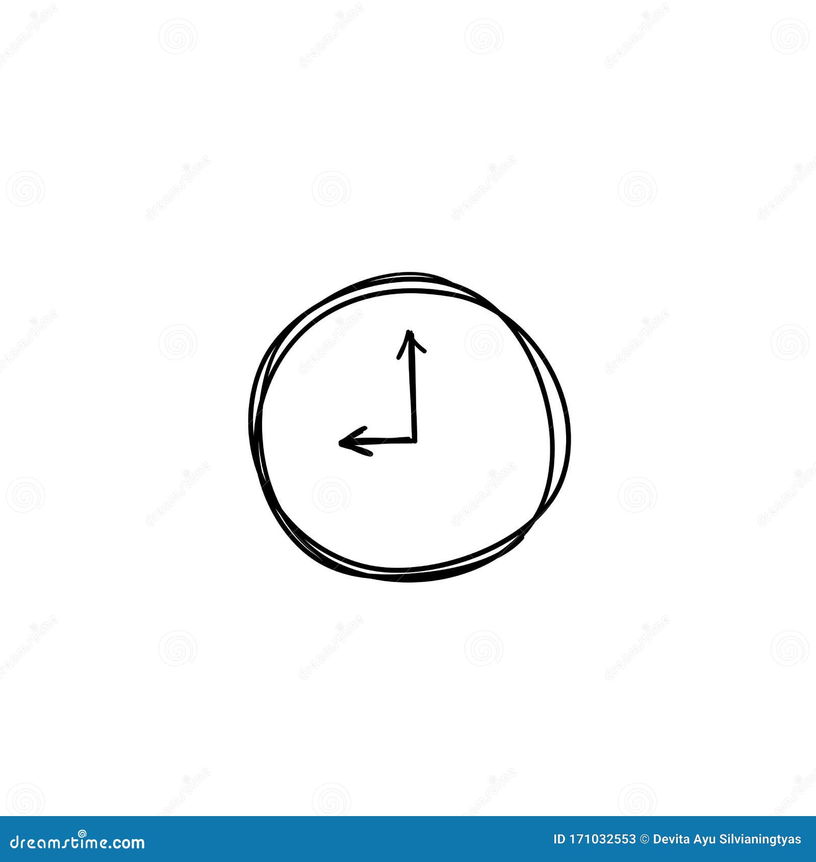 Doodle Clock Illustration with Scribble Doodle Style Vector Isolated ...