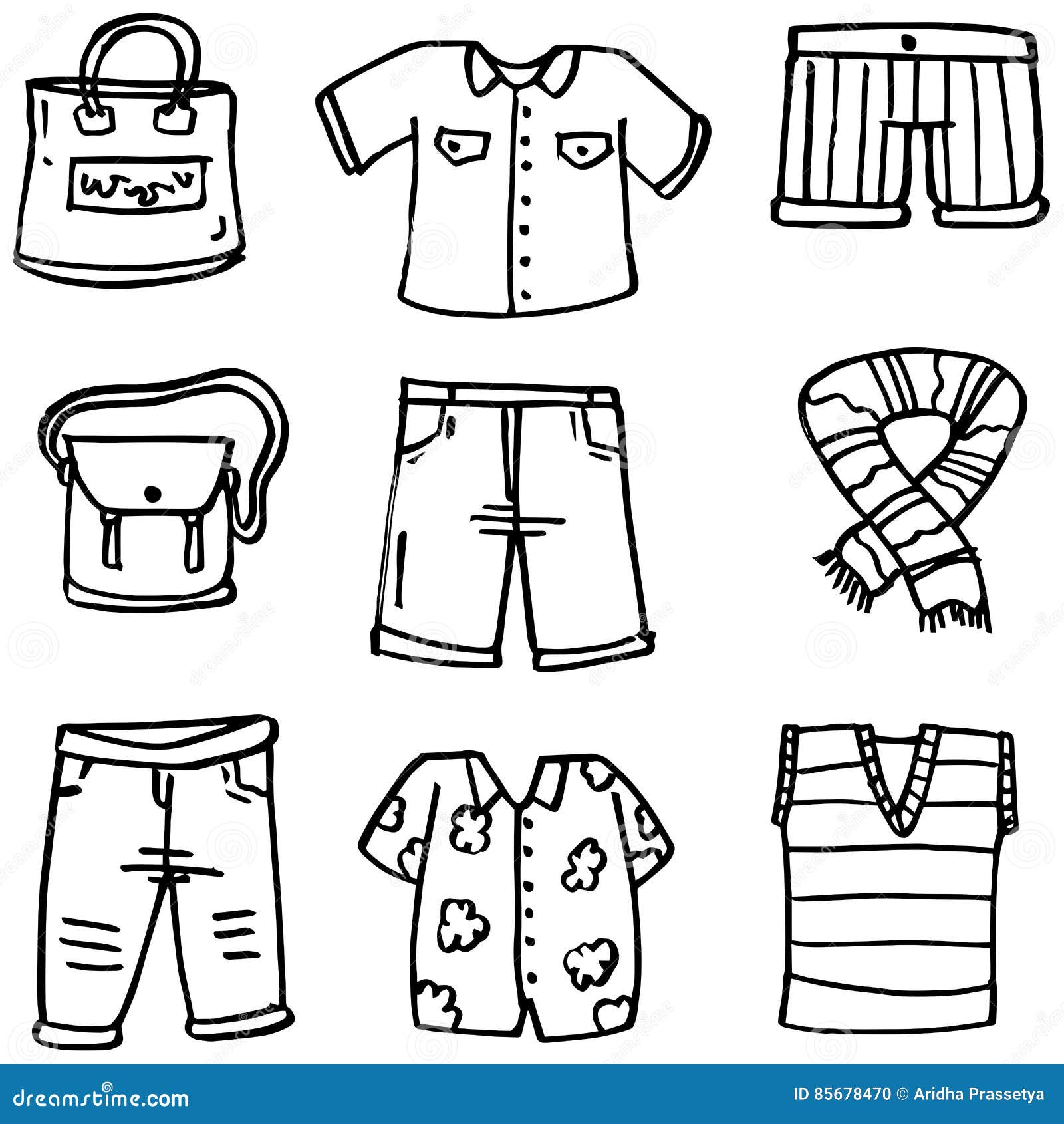 Doodle of Clothes Set Collection Stock Vector - Illustration of cartoon ...