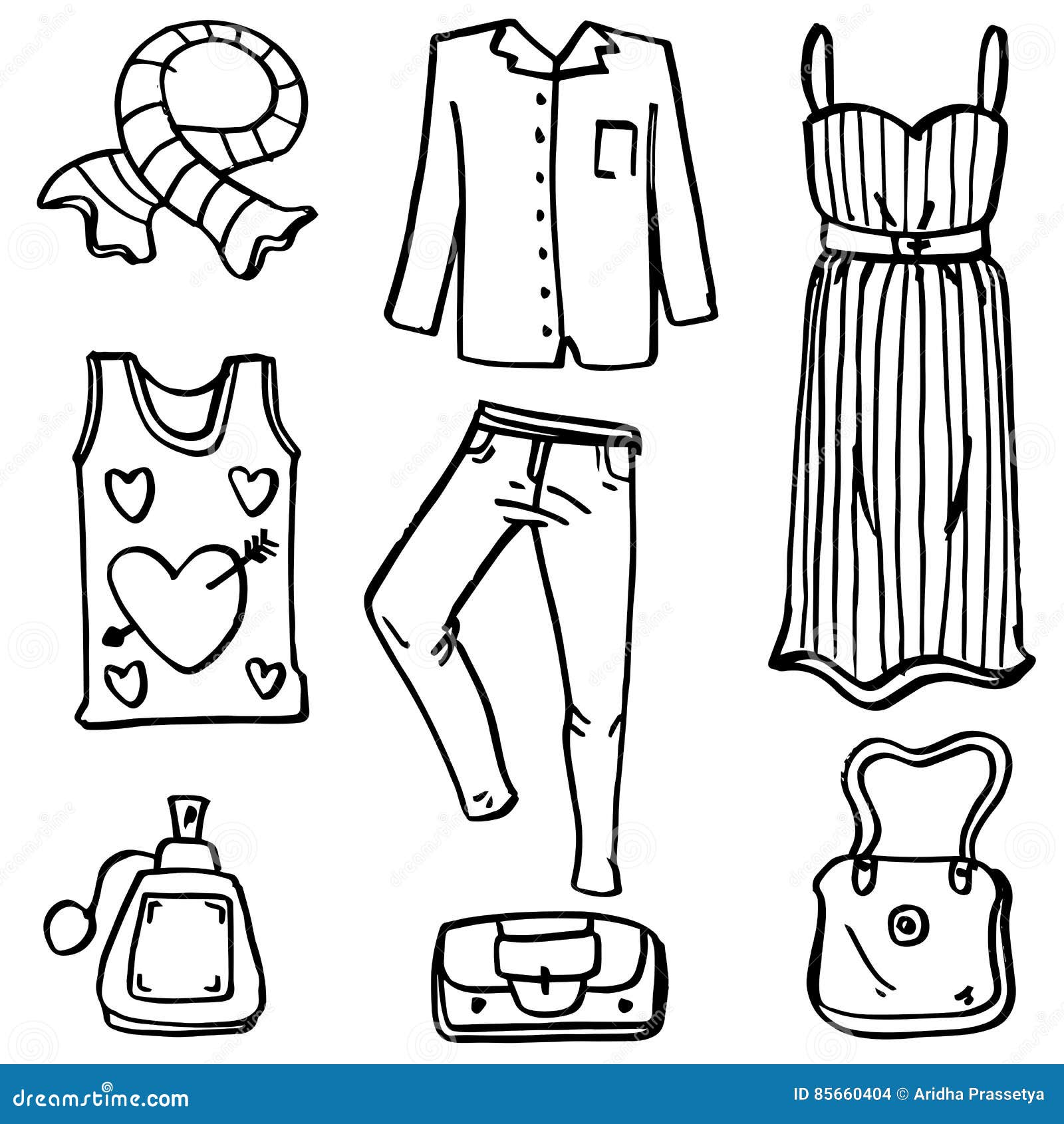 Doodle of Clothes Set for Women Hand Draw Stock Vector - Illustration ...
