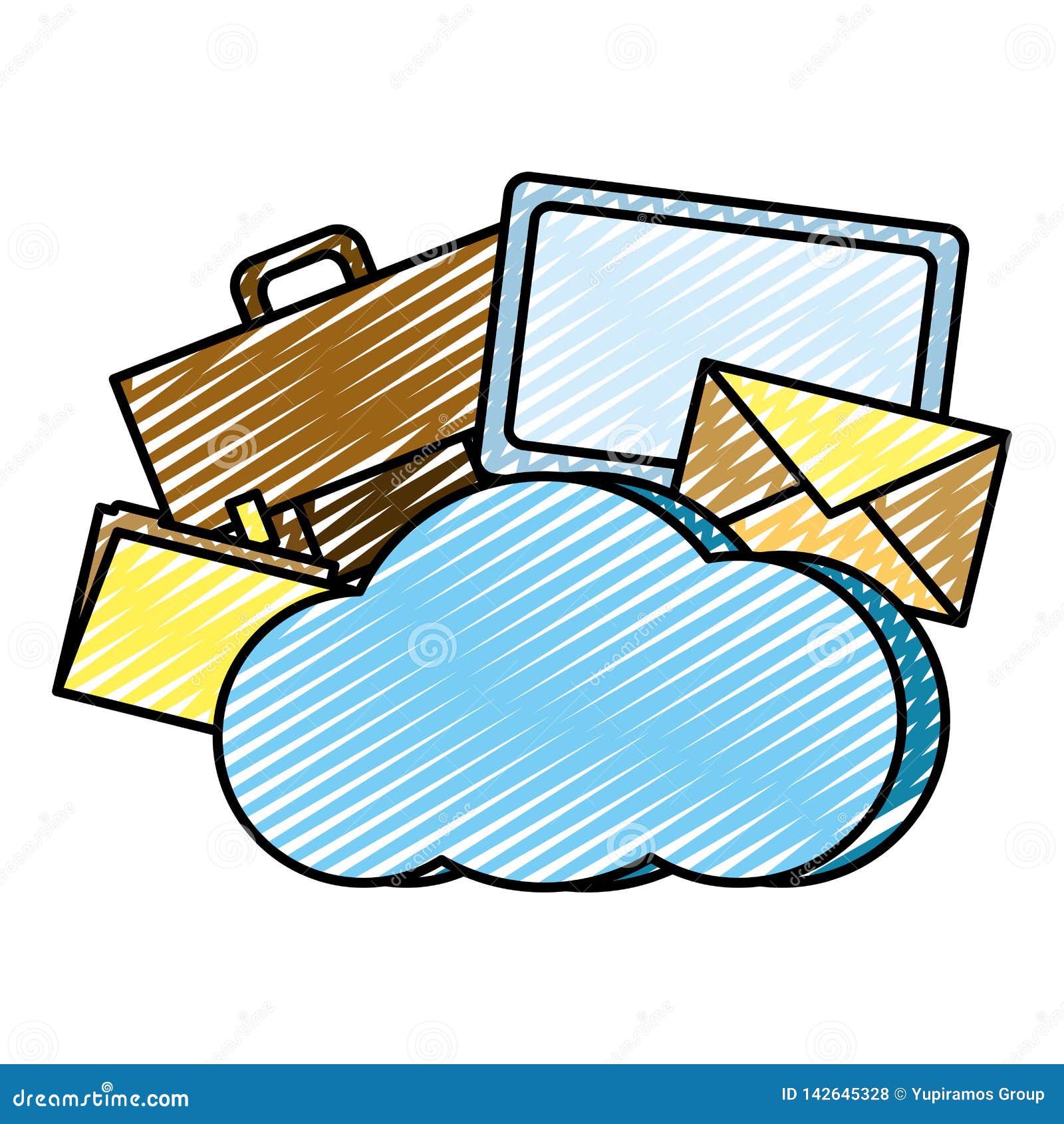 Doodle Cloud Data Network Connection Server Stock Vector - Illustration ...