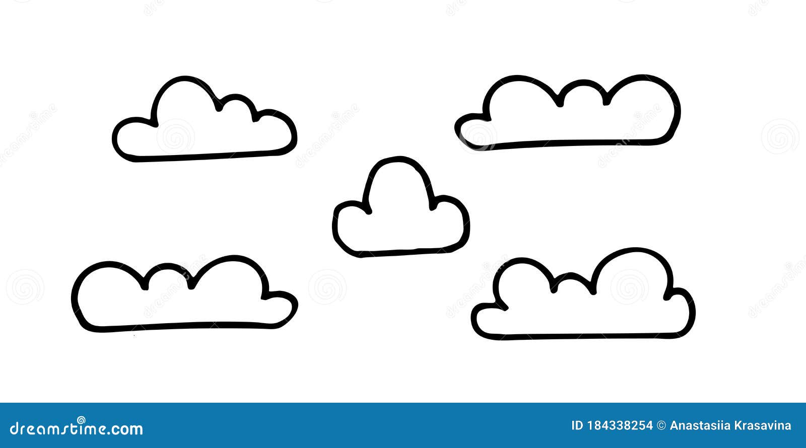 Doodle Cloud Illustration Hand Drawn Vector. Some Simple Clouds on the ...