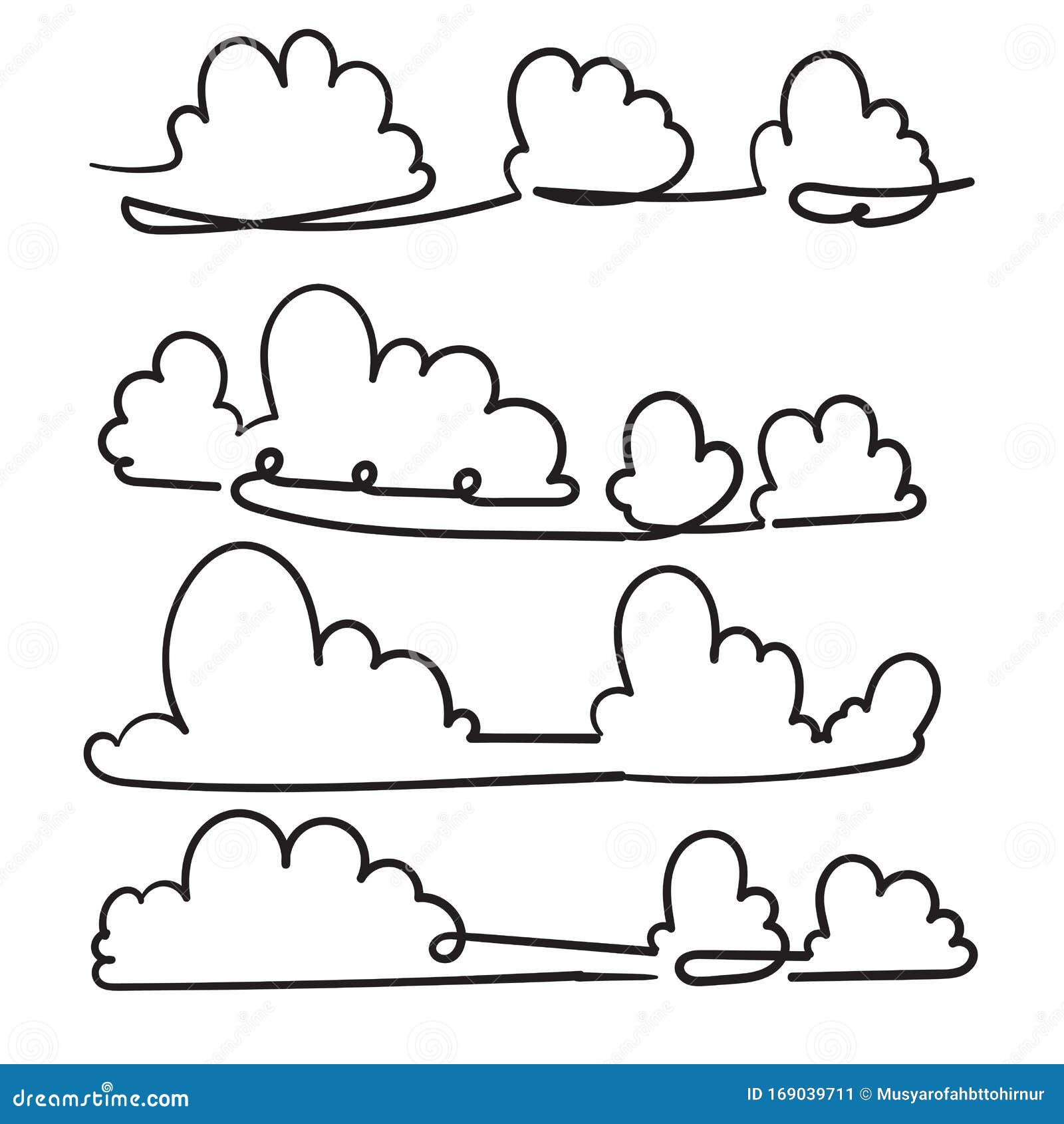 Doodle Cloud Illustration Vector with Handdrawn Style Stock Vector ...
