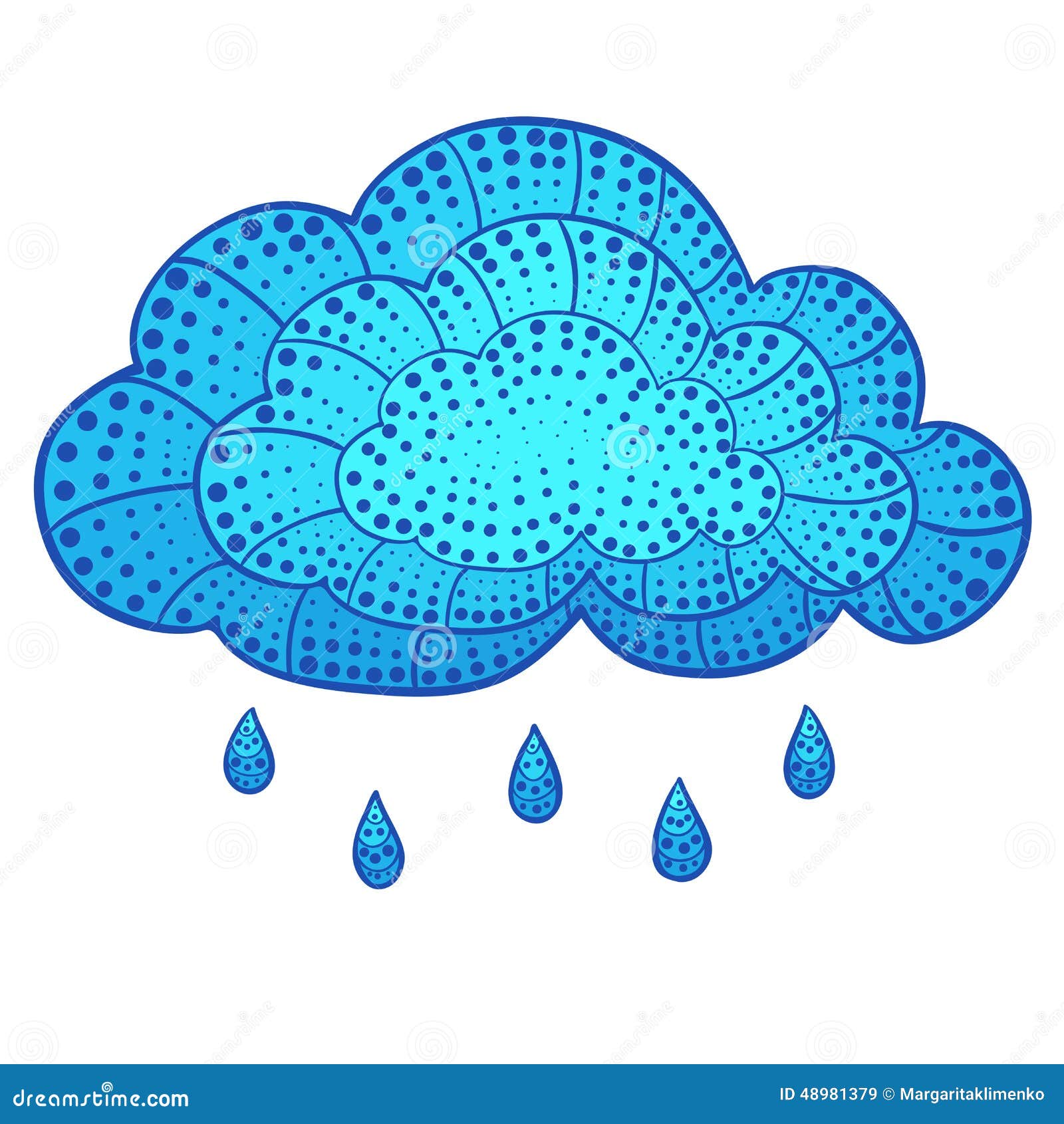 Doodle cloud and rain stock vector. Illustration of blue - 48981379