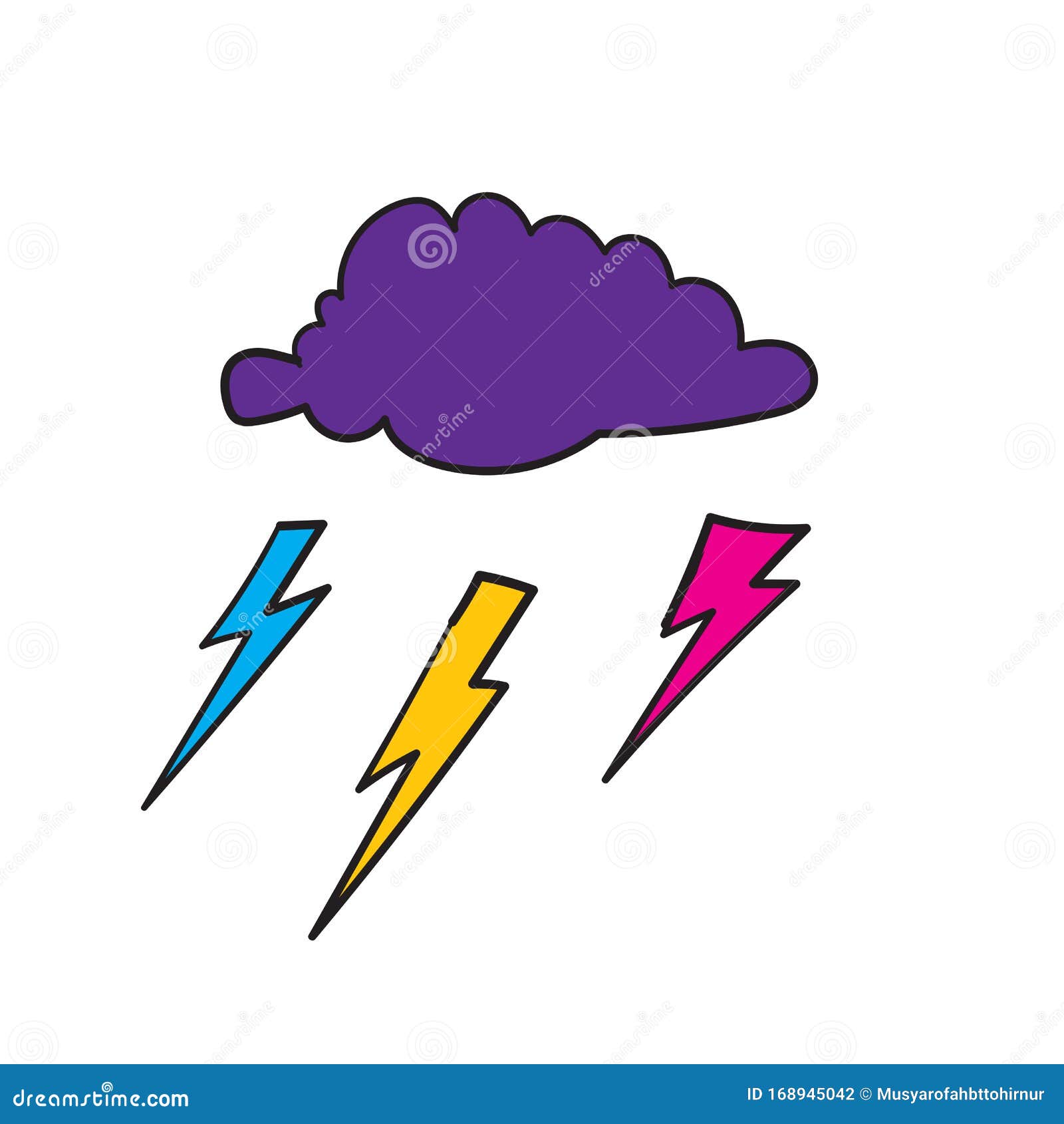 Doodle Cloud with Thunder Illustration Vector Stock Vector ...