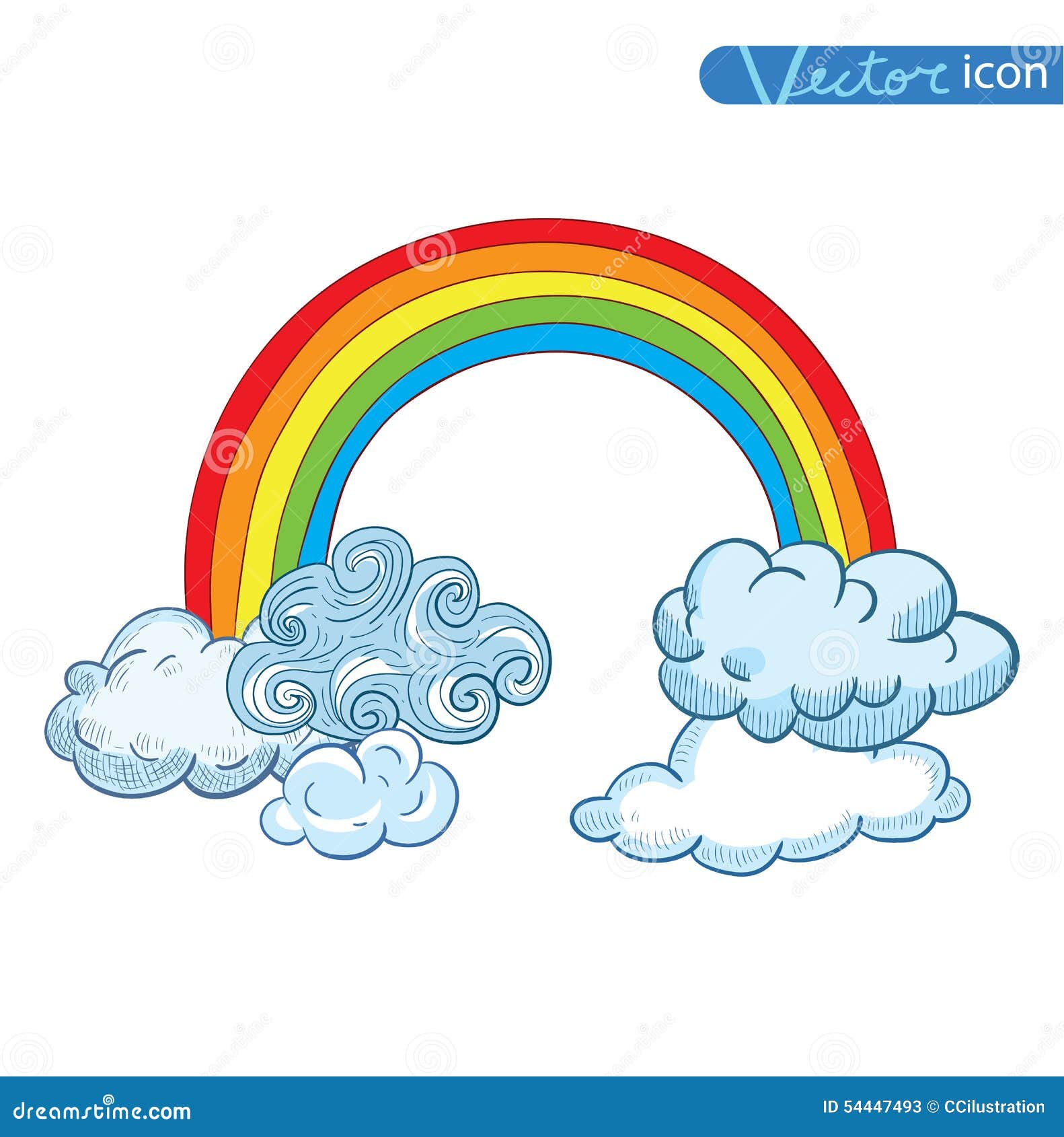 Doodle Clouds and Rainbow, Hand Drawn Vector Stock Vector ...