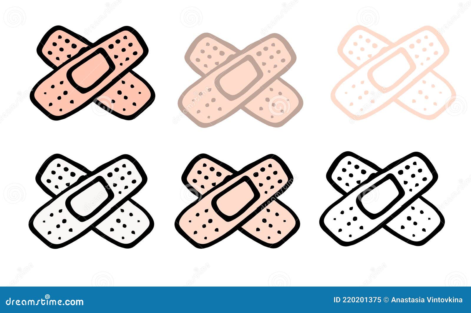 Vector Set of Medical Patches Stuck on Top of Each Other in Different ...