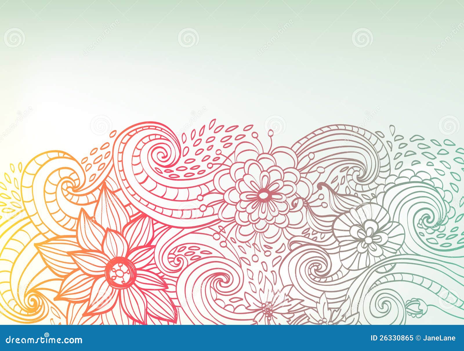 Doodle Color Floral Background Stock Illustration - Illustration of ...