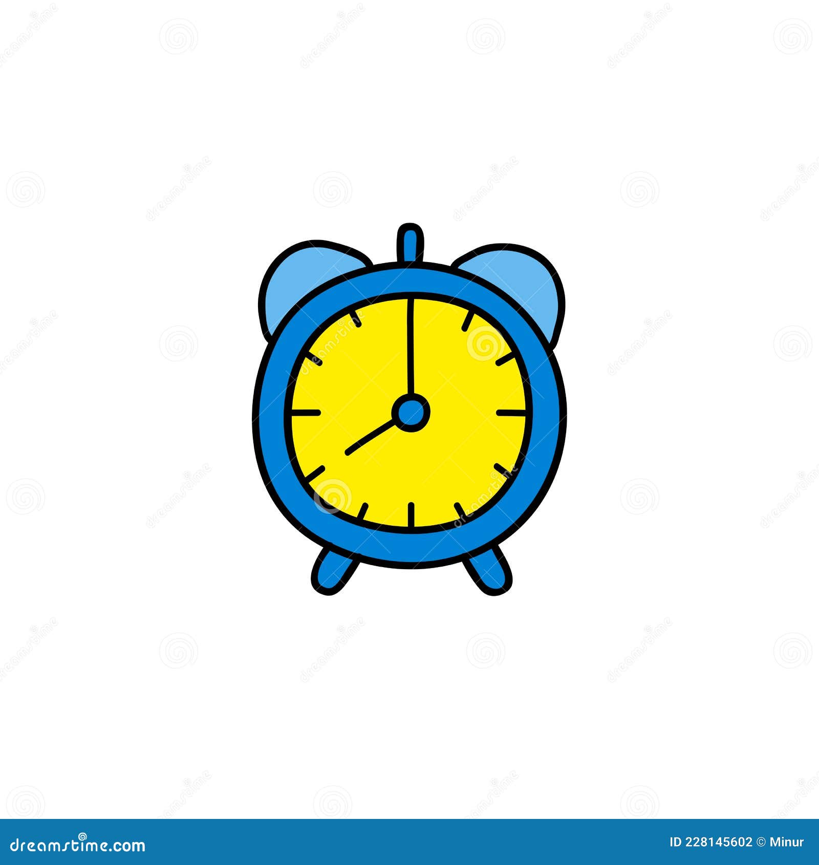 Doodle Colored Alarm Clock. Stock Vector - Illustration of wake, bell ...