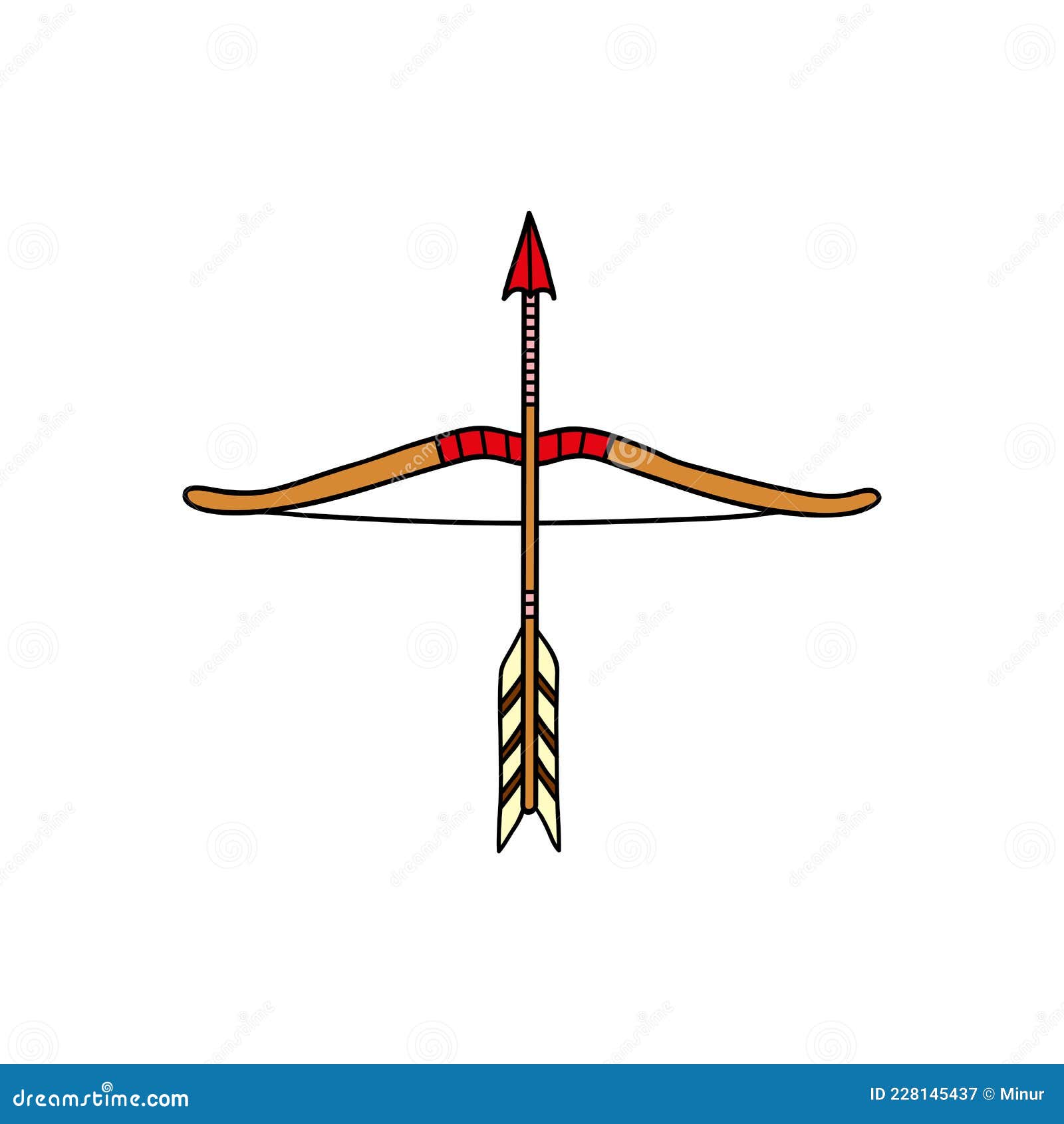 Doodle Colored Bow and Arrow. Stock Vector - Illustration of decoration ...