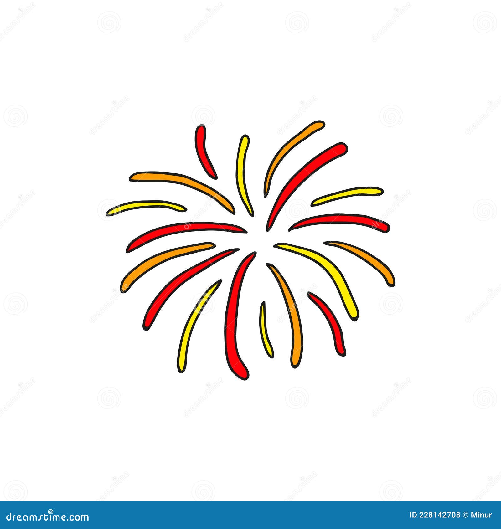 Doodle colored firework. stock vector. Illustration of firework - 228142708