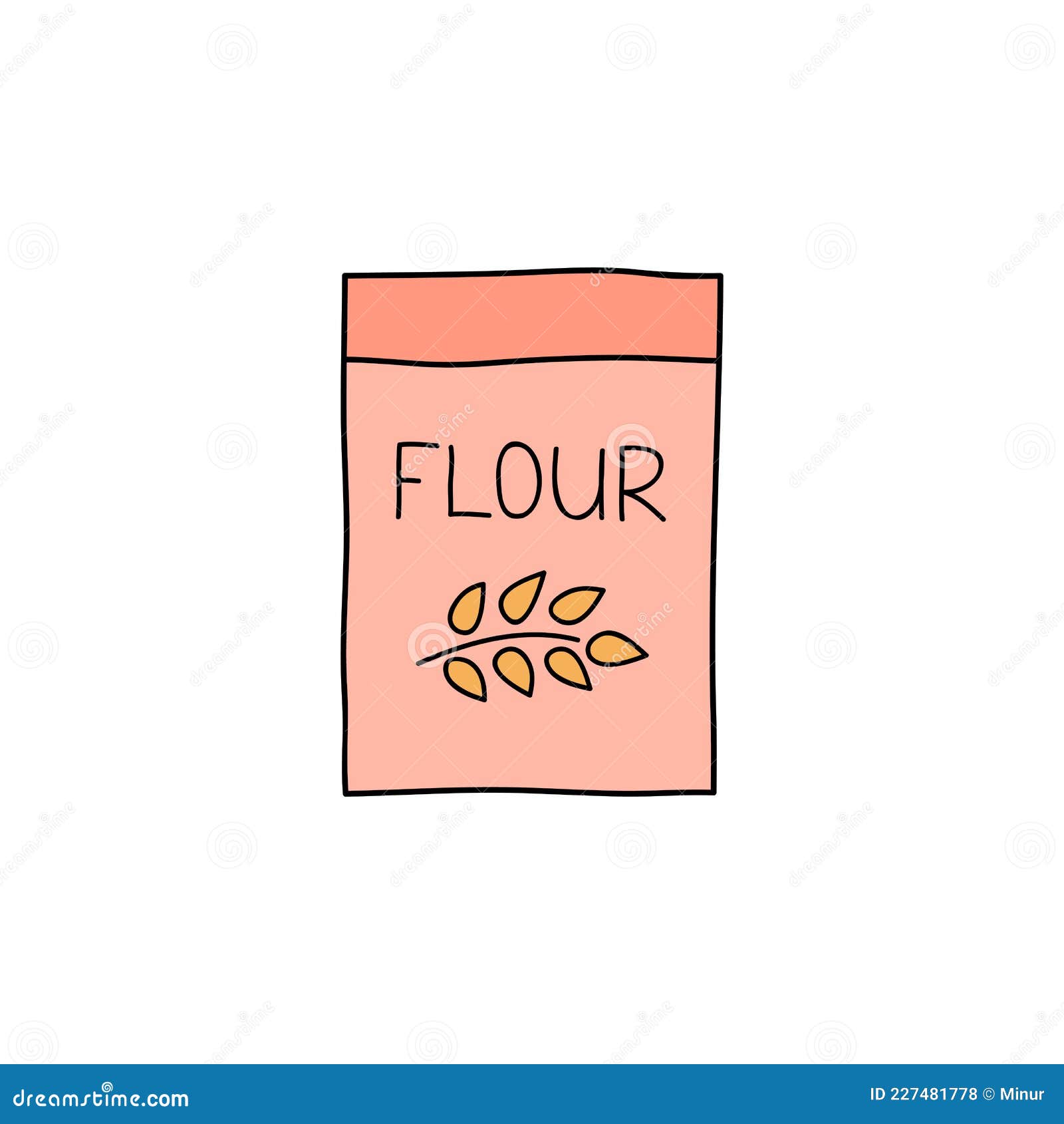Doodle Colored Pack of Flour. Stock Vector - Illustration of kitchen ...