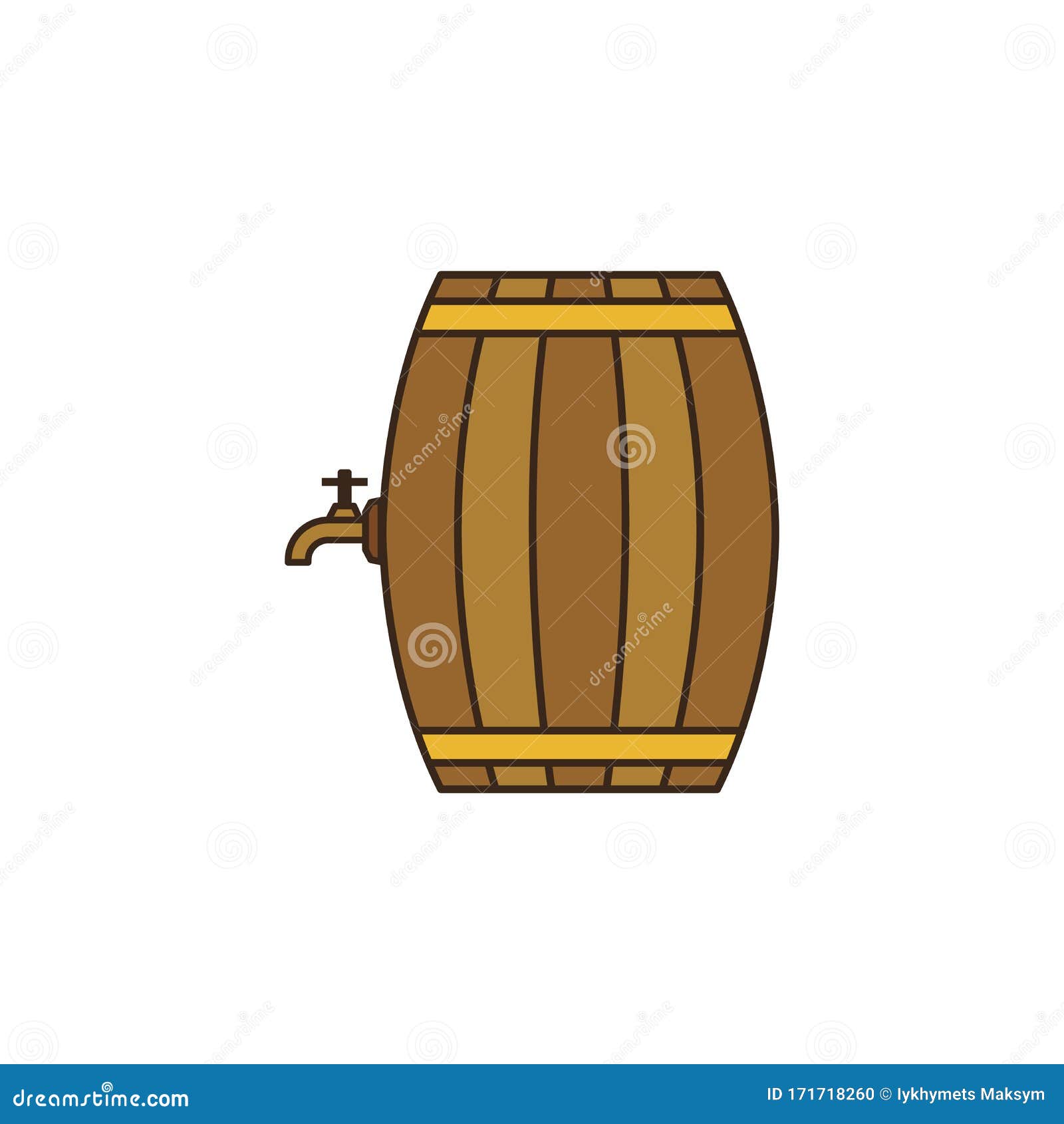 Doodle Colorful Barrel Icon Isolated on White Background Stock ...