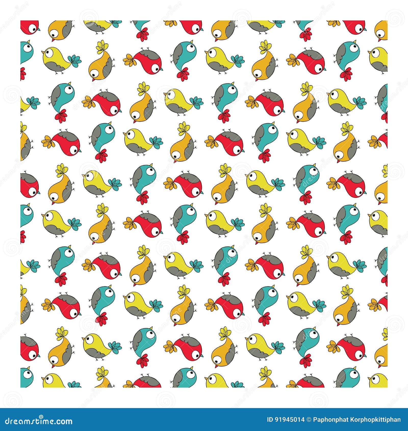 Doodle Colorful Bird Pattern Seamless Stock Vector - Illustration of ...