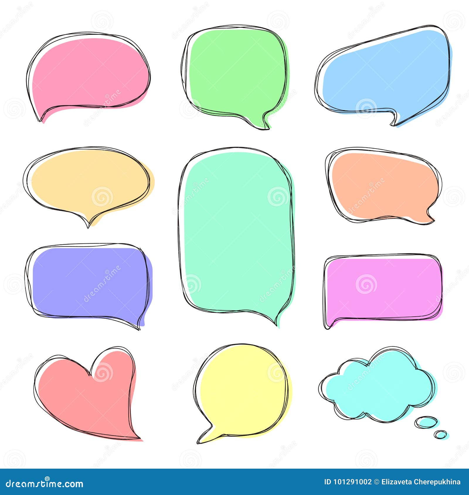 Doodle Colorful Speech Bubbles Stock Vector Illustration Of Circle