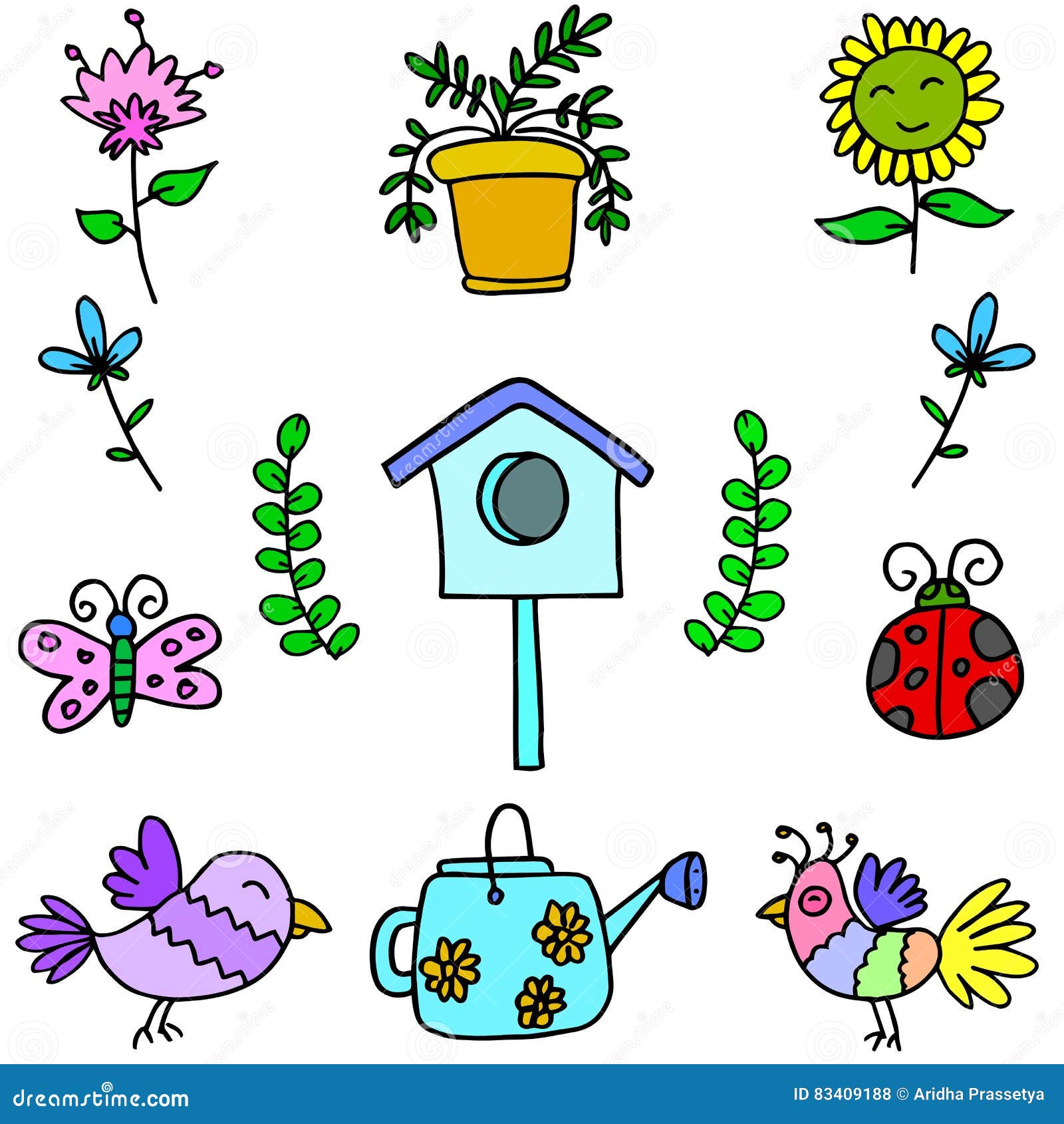 Doodle of Colorful Spring Items Stock Vector - Illustration of spring ...