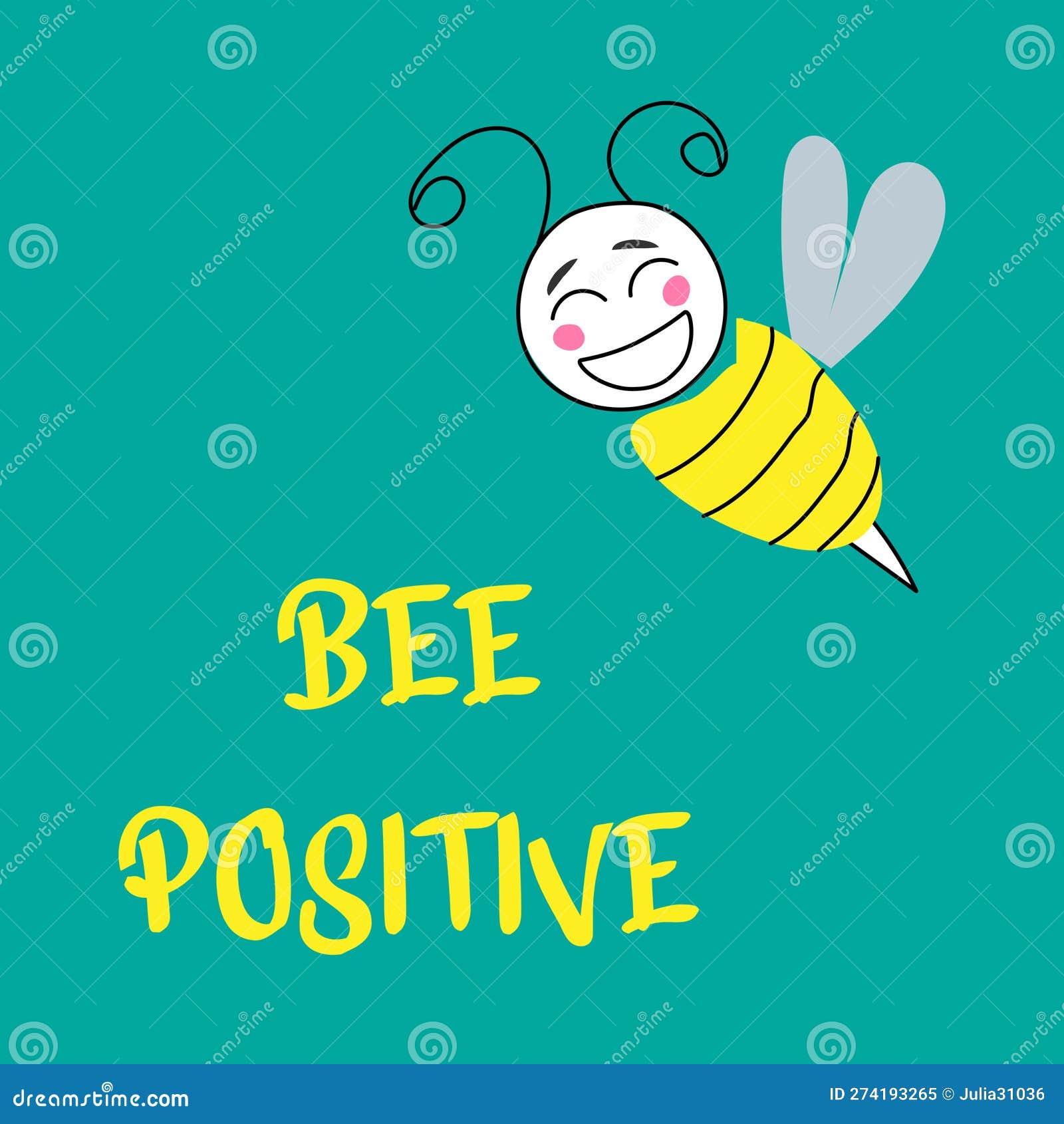 Doodle Comic Character Positive Bee Stock Vector - Illustration of ...