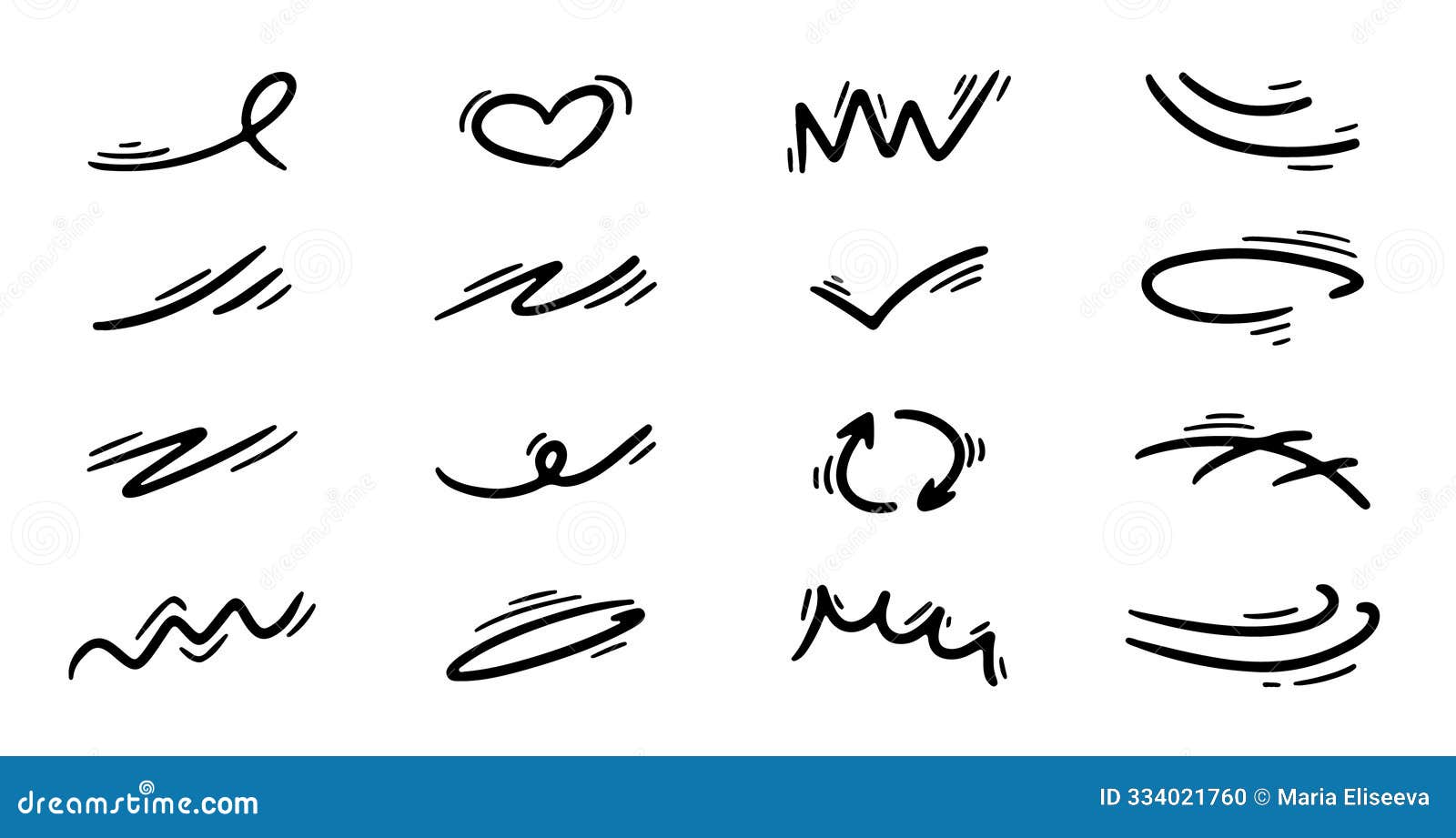 Doodle Comic Movement Effect Set. Hand Drawn Effect Manga Elements Set ...