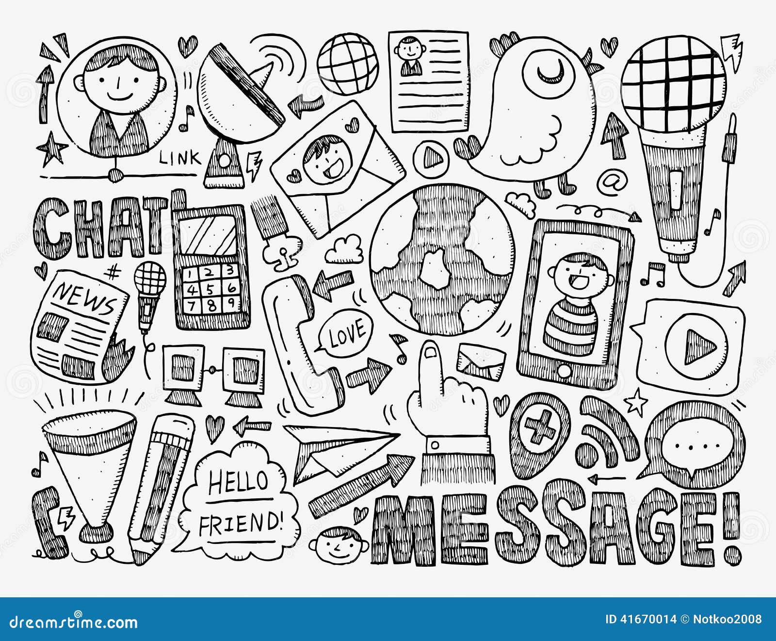 Doodle Communication Background Stock Vector - Illustration of envelope ...