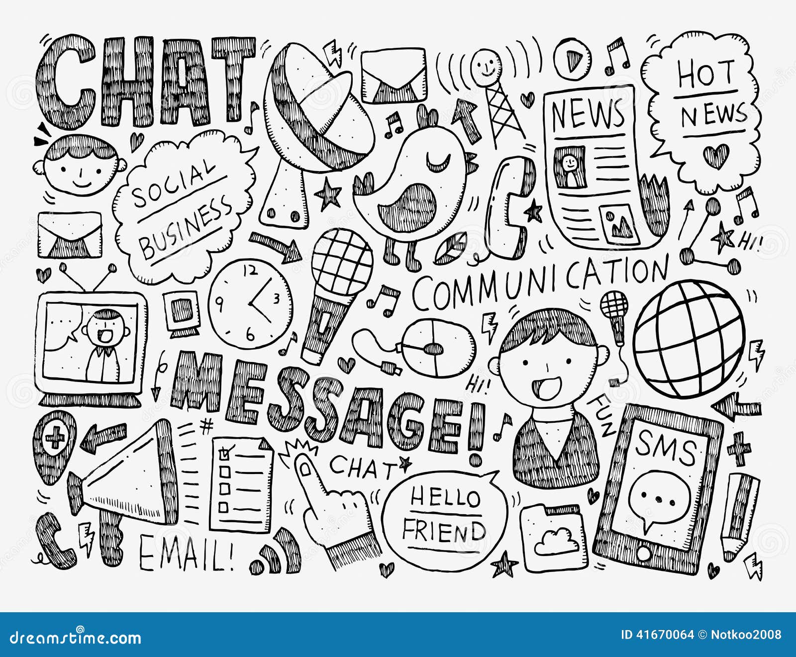Doodle Communication Background Vector Illustration | CartoonDealer.com ...