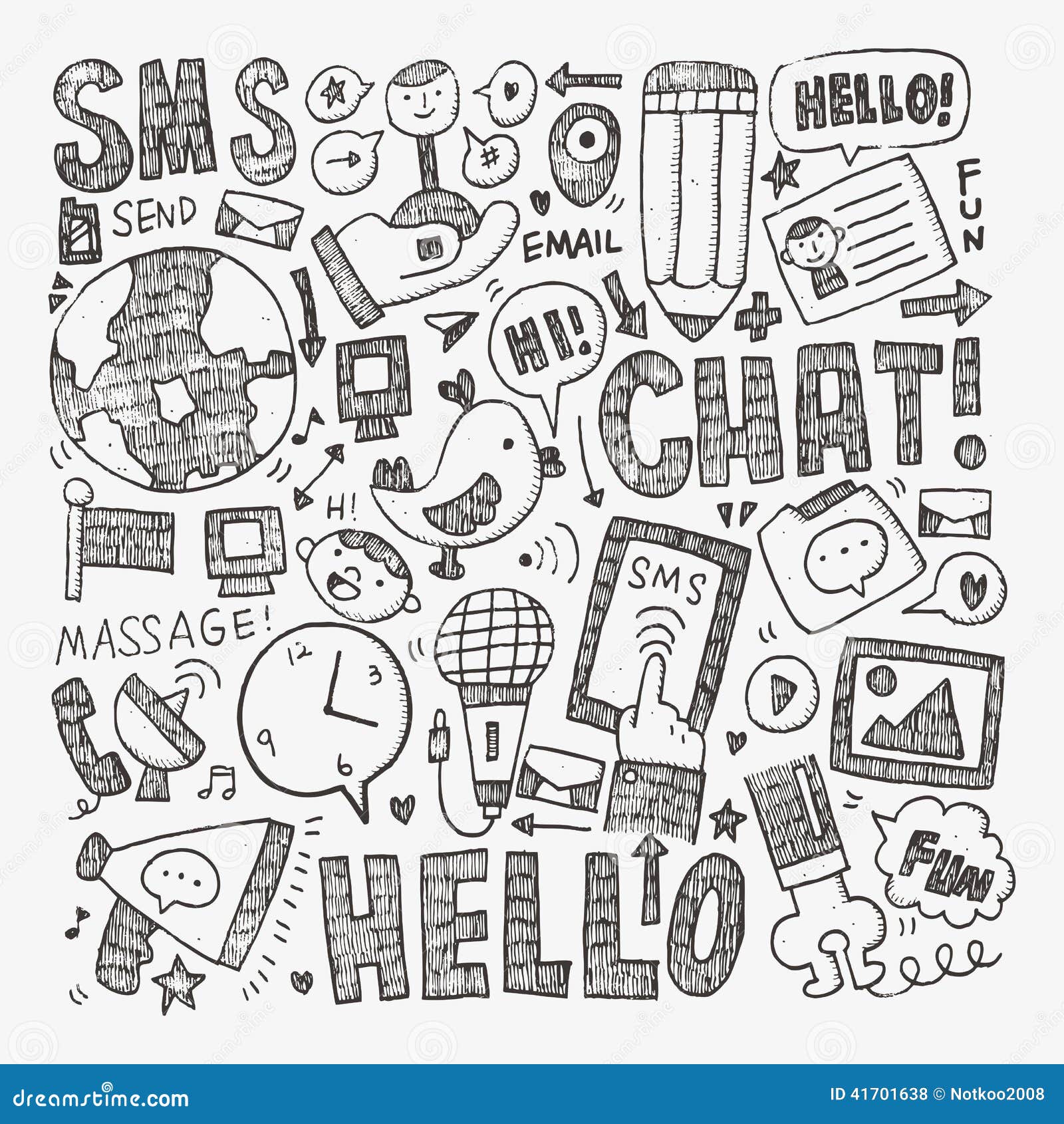 Doodle Communication Background Stock Vector - Illustration of draw ...