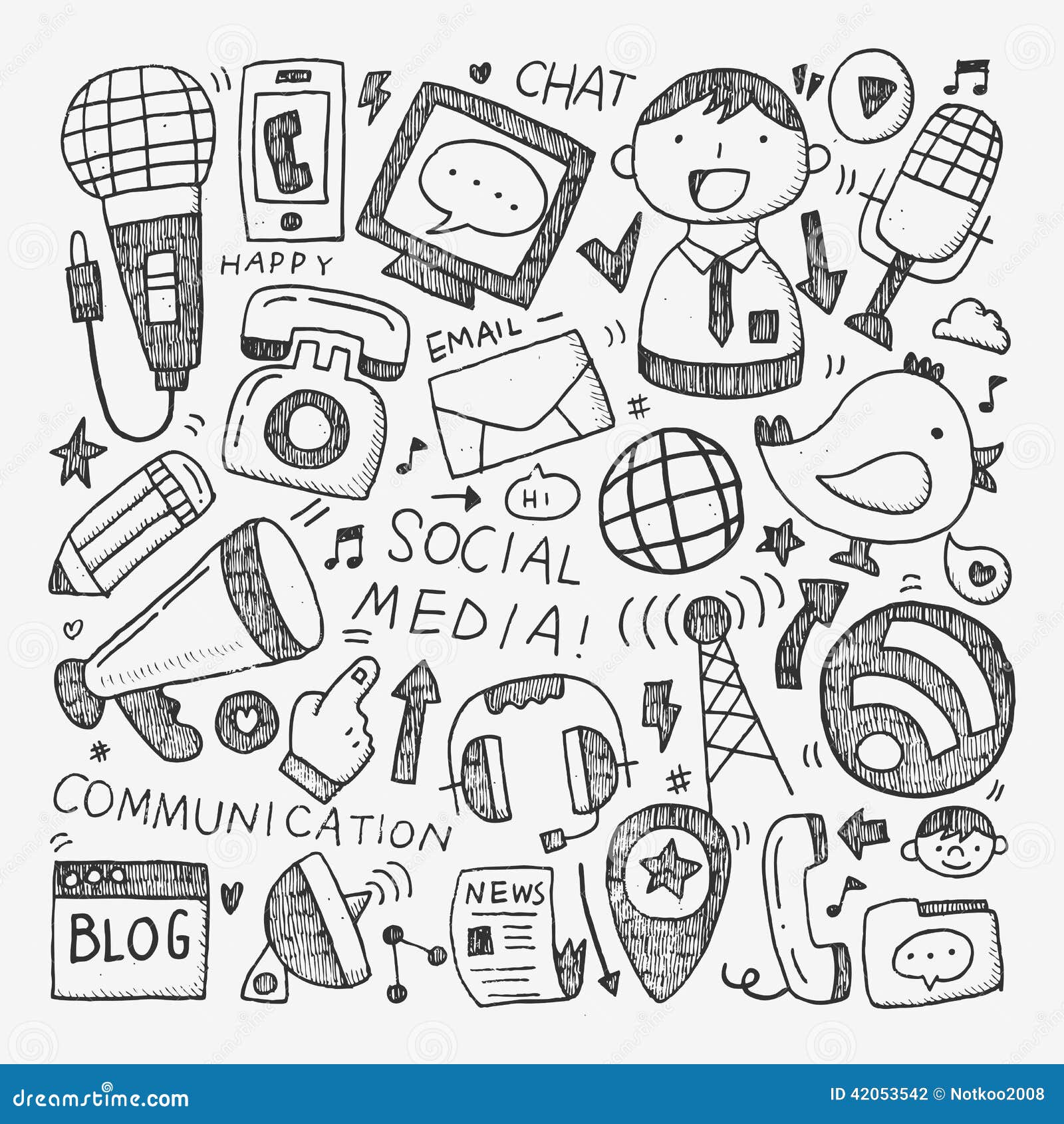 Doodle Communication Background Vector Illustration | CartoonDealer.com ...