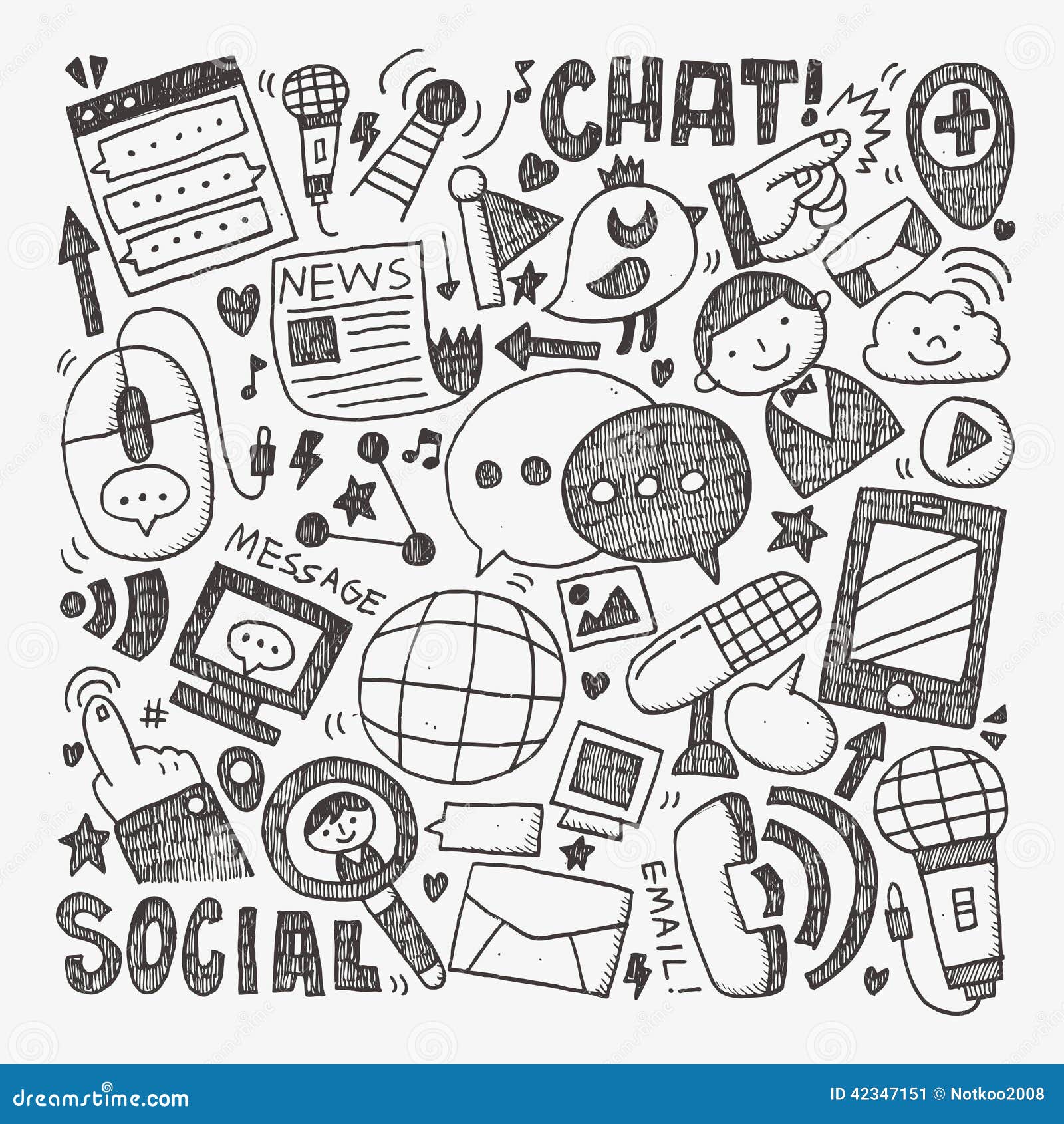 Doodle Communication Background Stock Vector - Illustration of phone ...