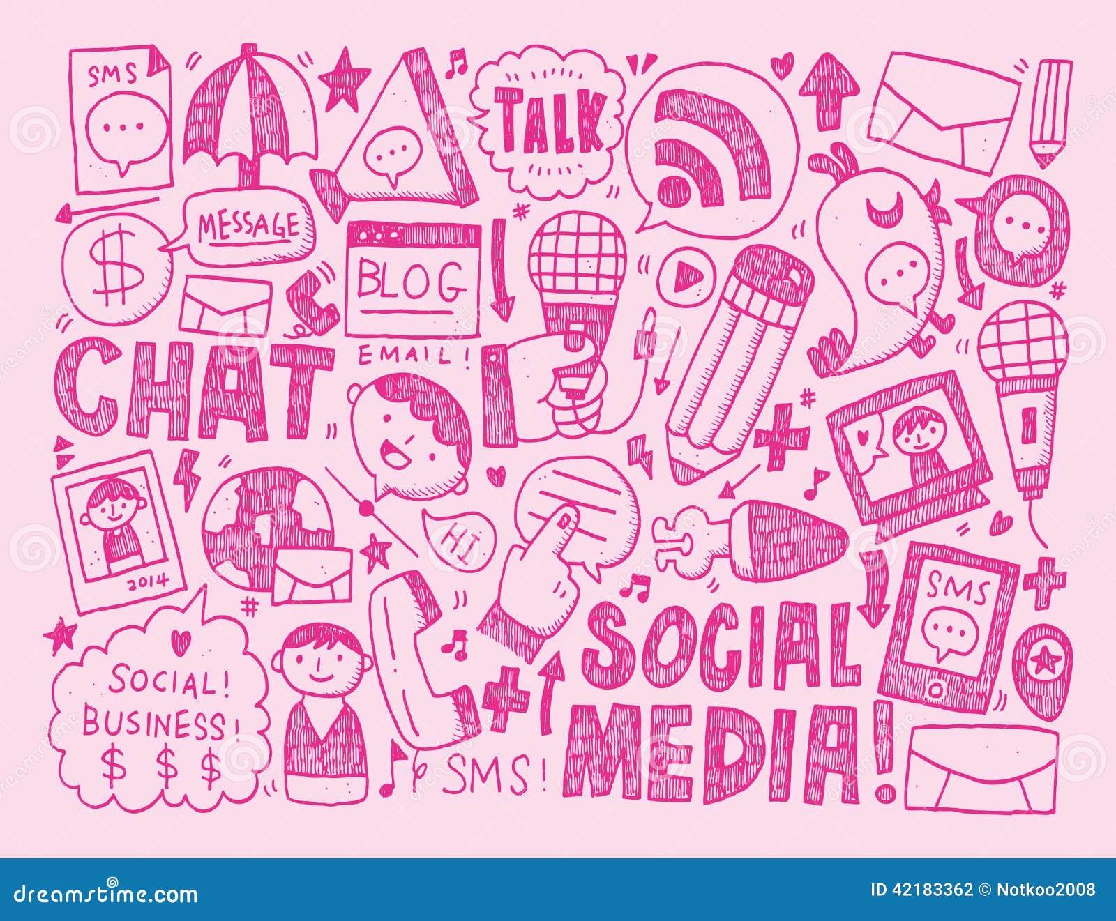 Doodle Communication Icons Set Stock Vector - Illustration of ...