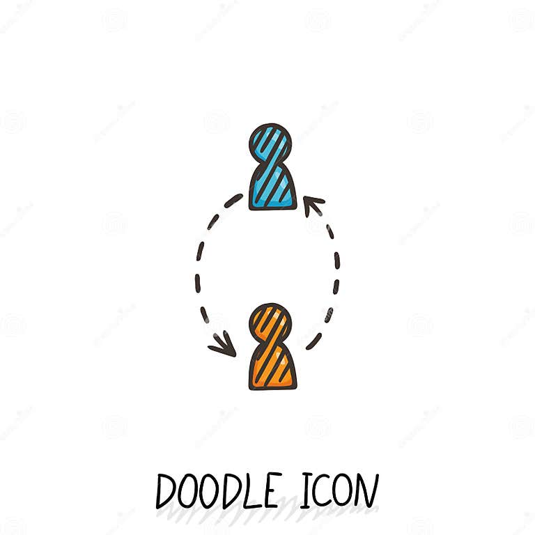 Doodle Connection Icon. Vector Communication Concept. Social. Stock ...