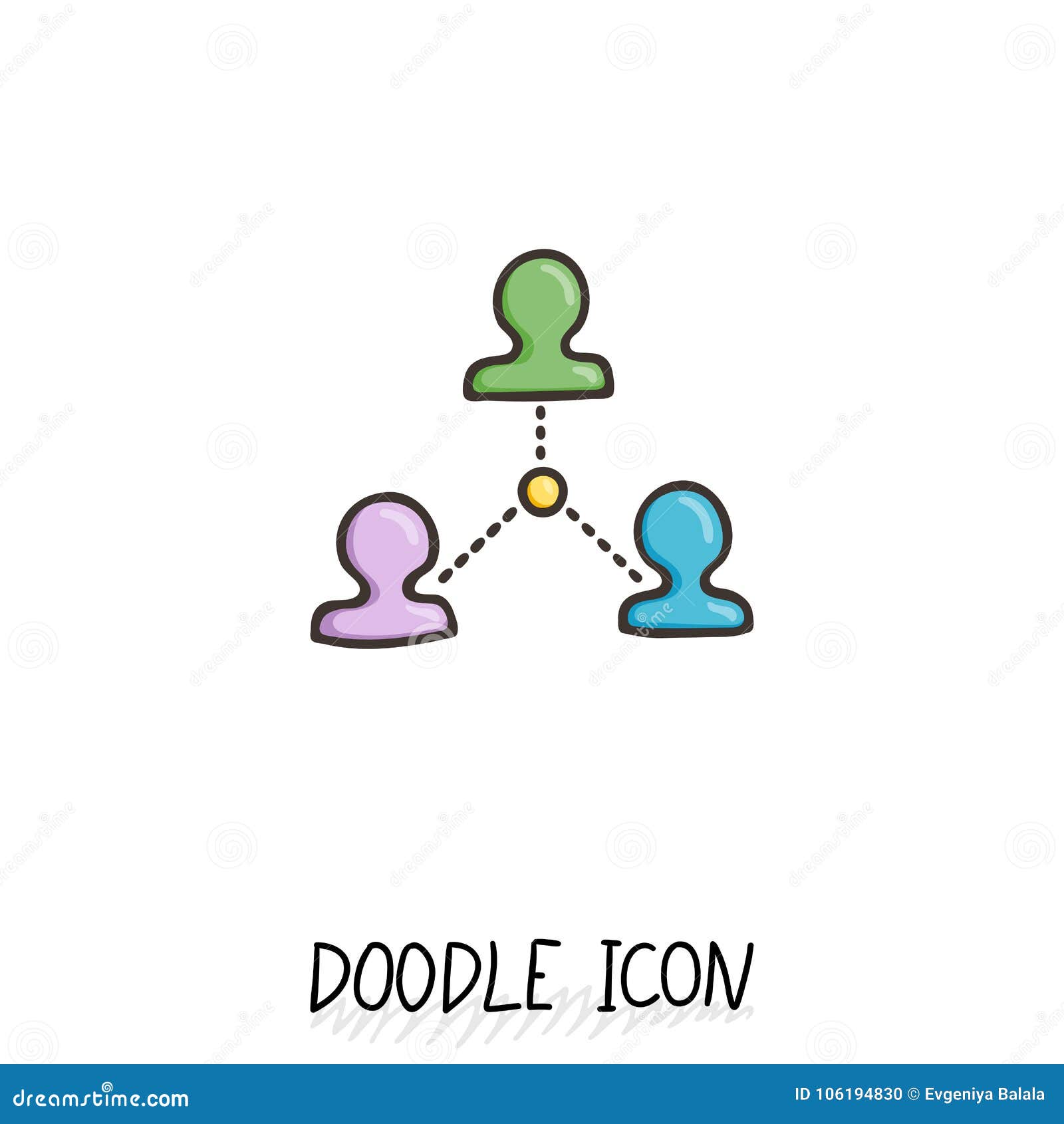 Doodle Connection Icon. Vector Communication Concept. Social. Stock ...