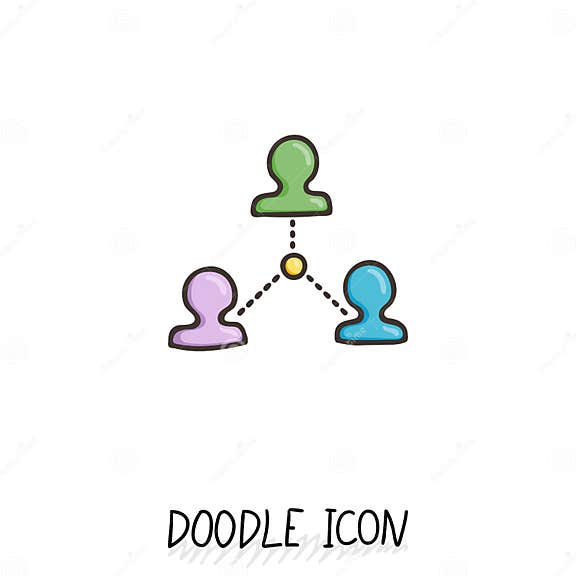 Doodle Connection Icon. Vector Communication Concept. Social. Stock ...