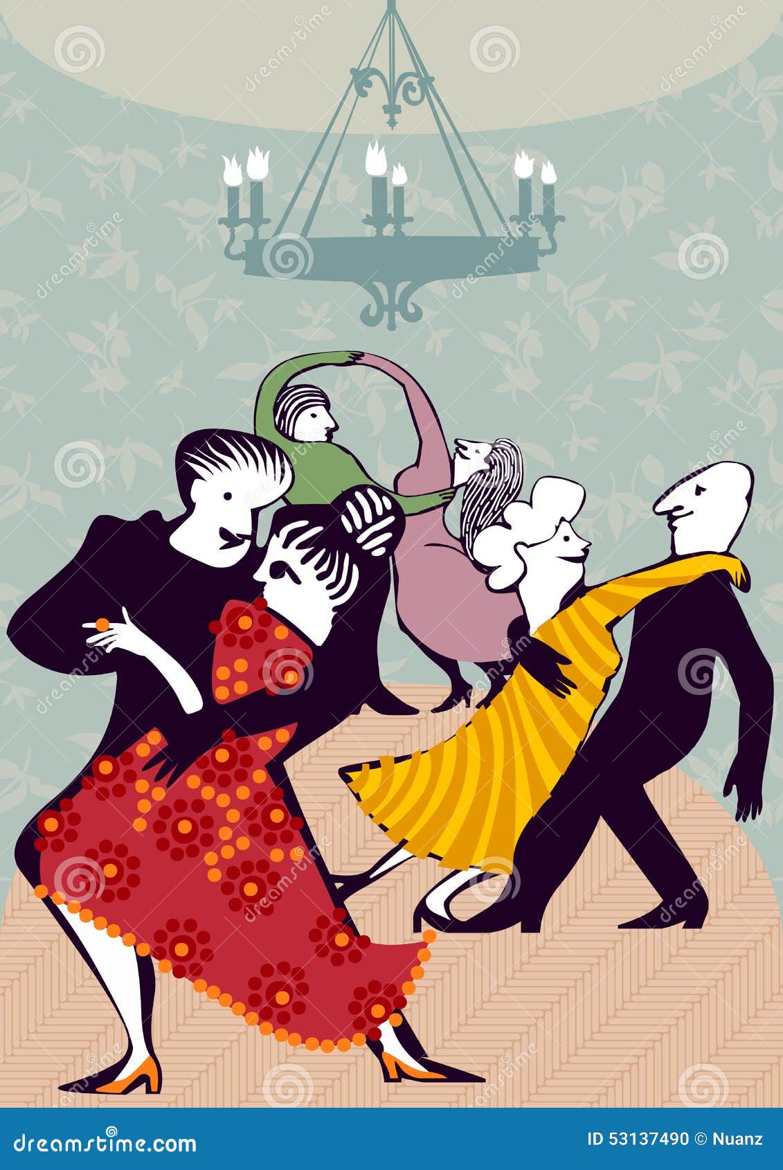 Doodle couples dancning stock vector. Illustration of cute - 53137490