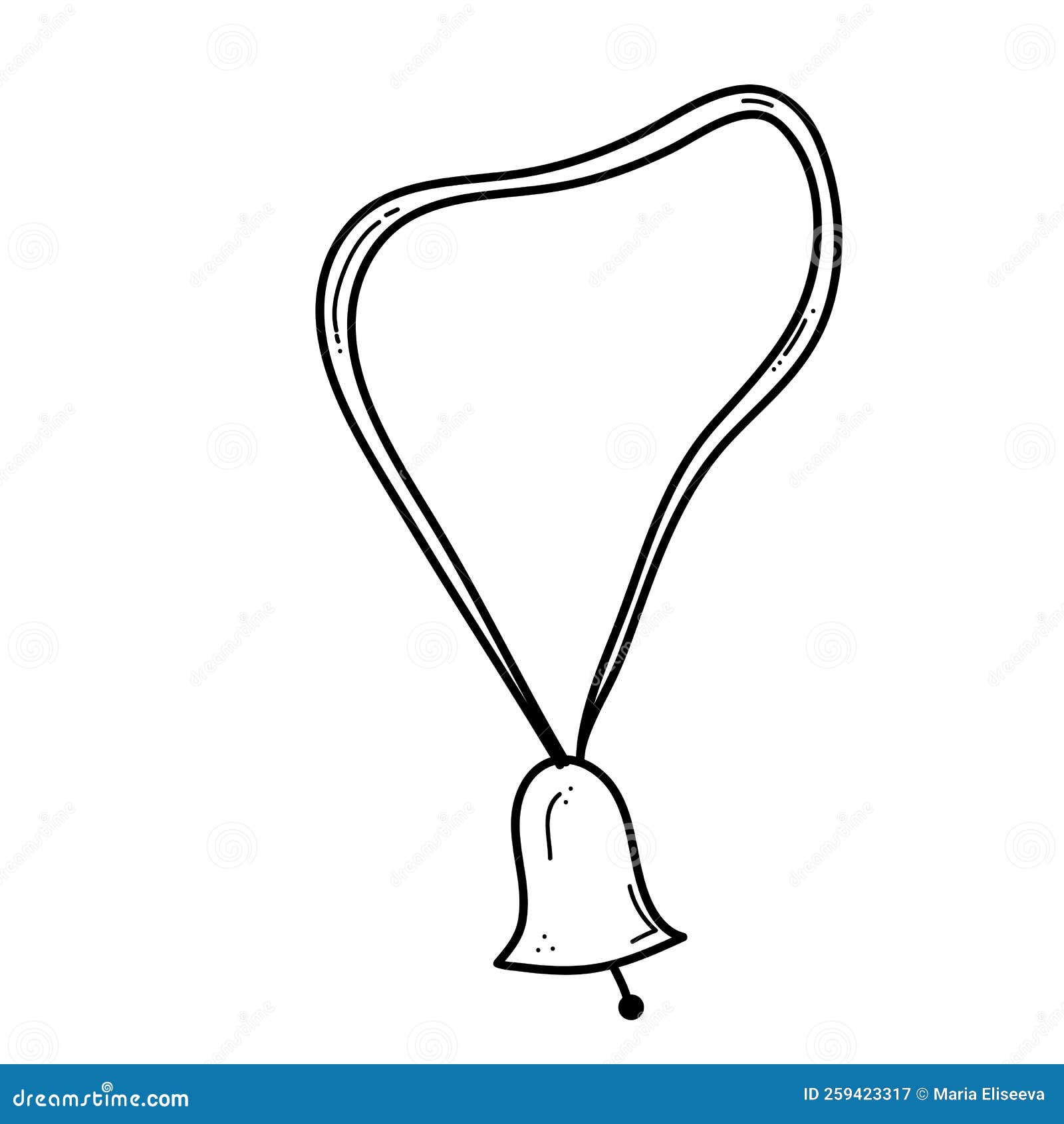 Doodle Cow Bell on Strap. Bell for Cattle. Hand Drawn Illustration on ...