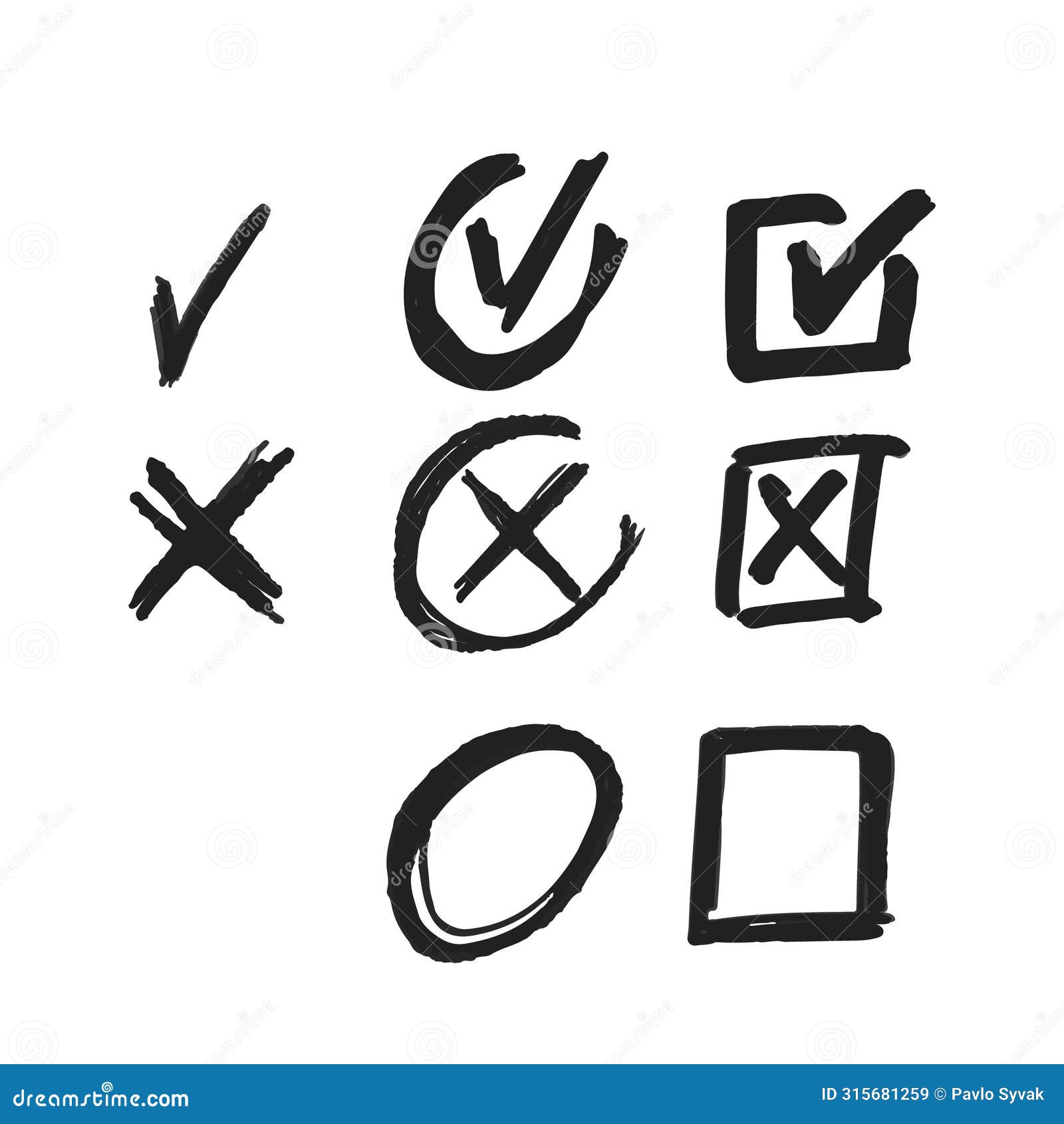 Doodle Cross and Check Marks. X Symbol Indicating Incorrect or Negative ...
