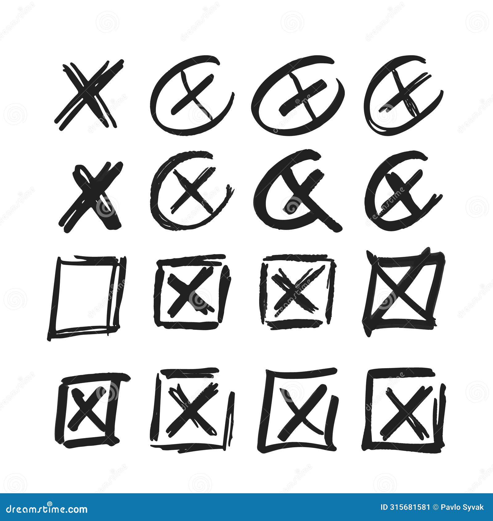 Doodle Cross Marks, Simple X Shapes Often Used To Represent Mistakes ...