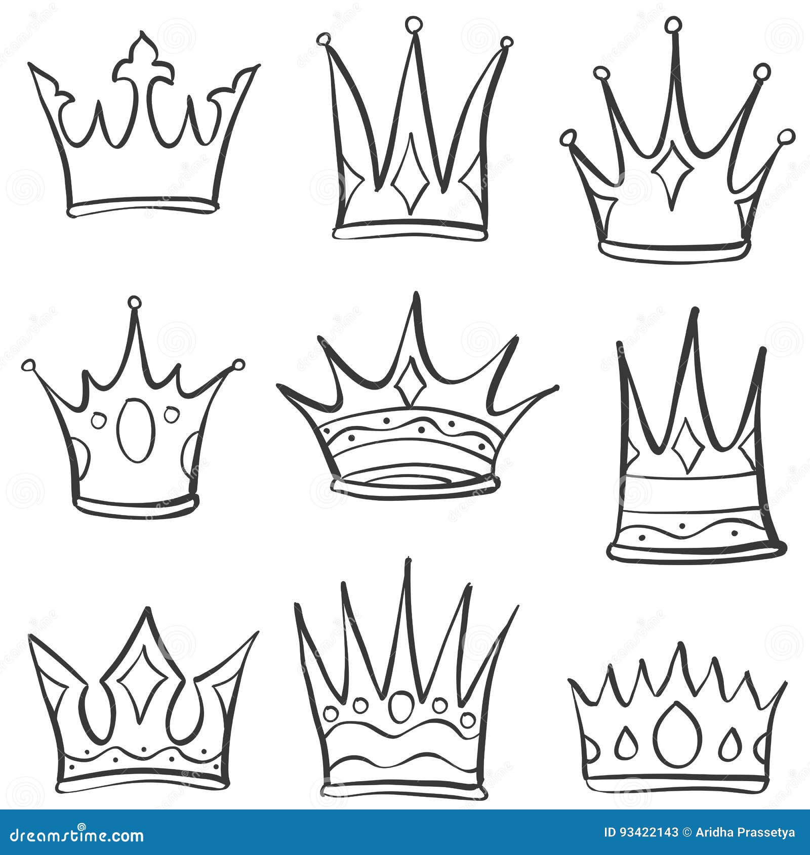 Doodle Crown Princess Collection. Simple Crowning, Elegant Queen Or ...