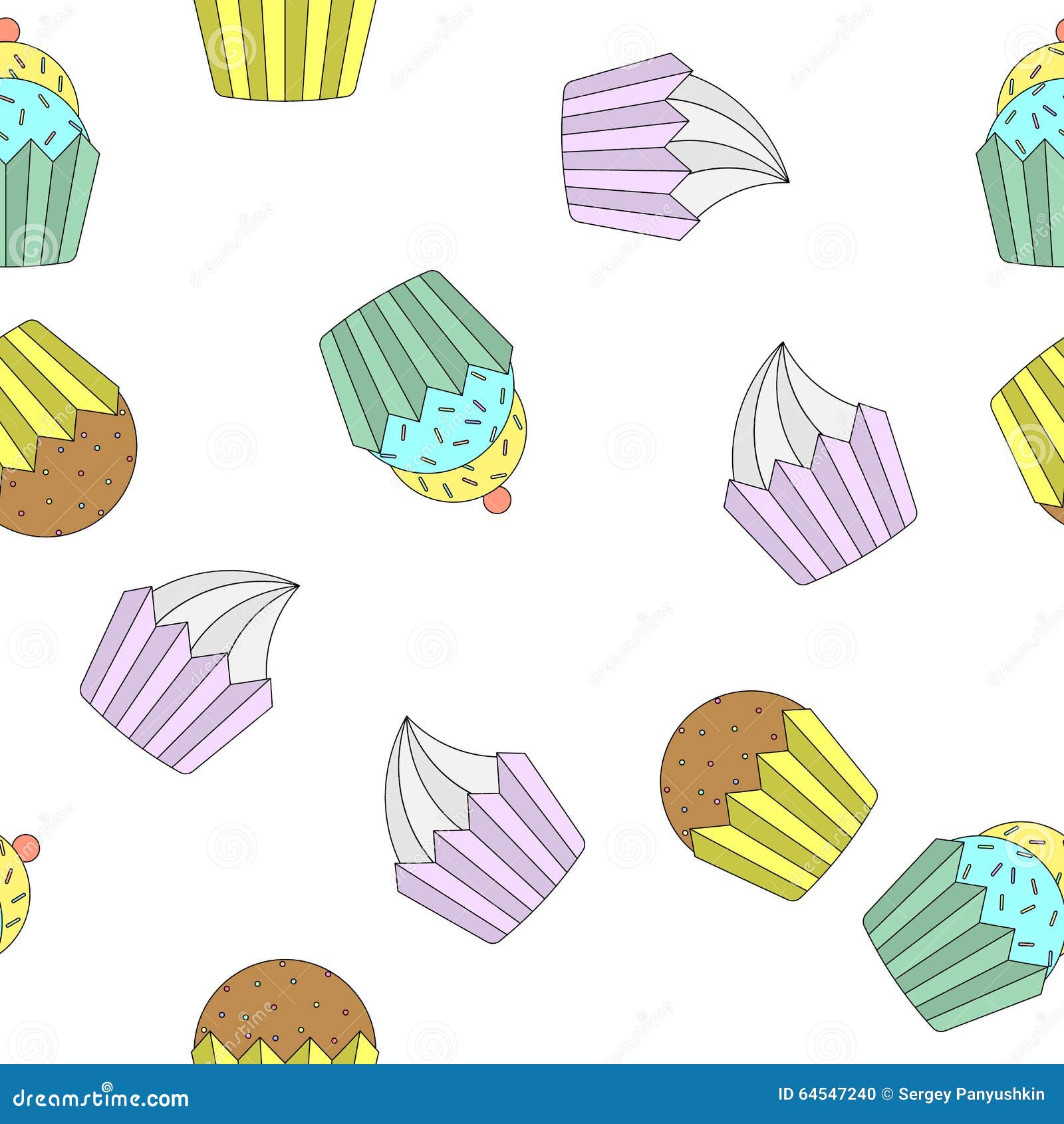 Doodle Cupcakes Seamless Pattern Stock Vector - Illustration of ...