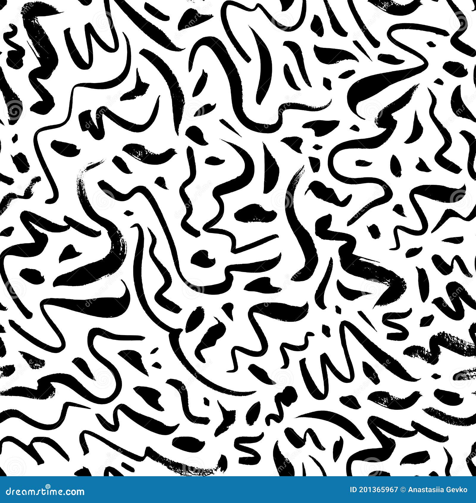 Doodle and Curly Lines Vector Seamless Pattern. Stock Vector ...