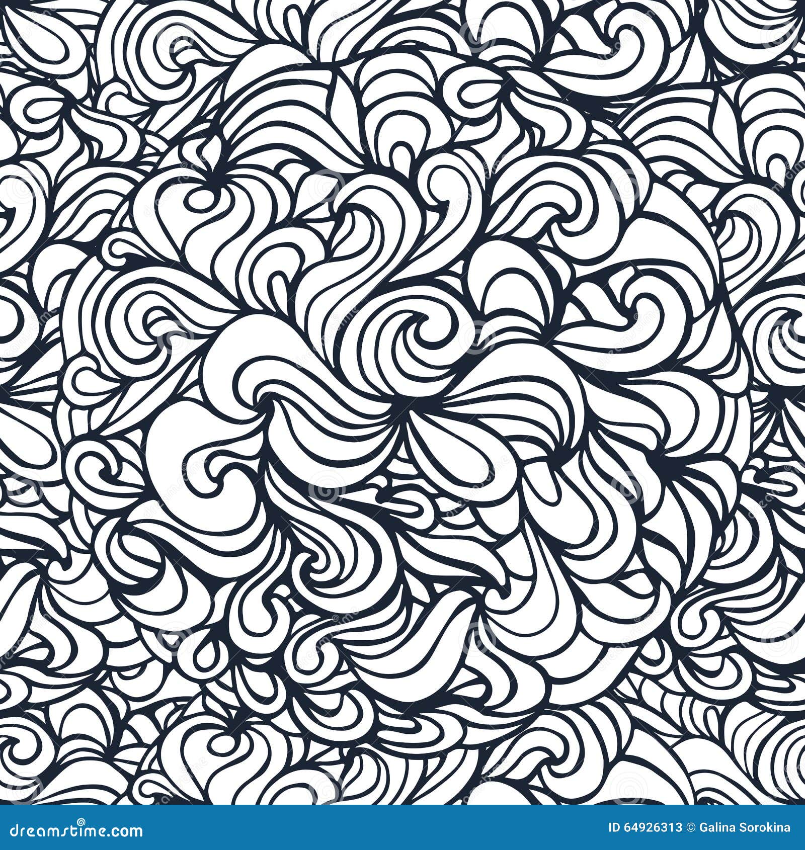 Doodle Curves Outline Ornamental Seamless Pattern Stock Vector ...