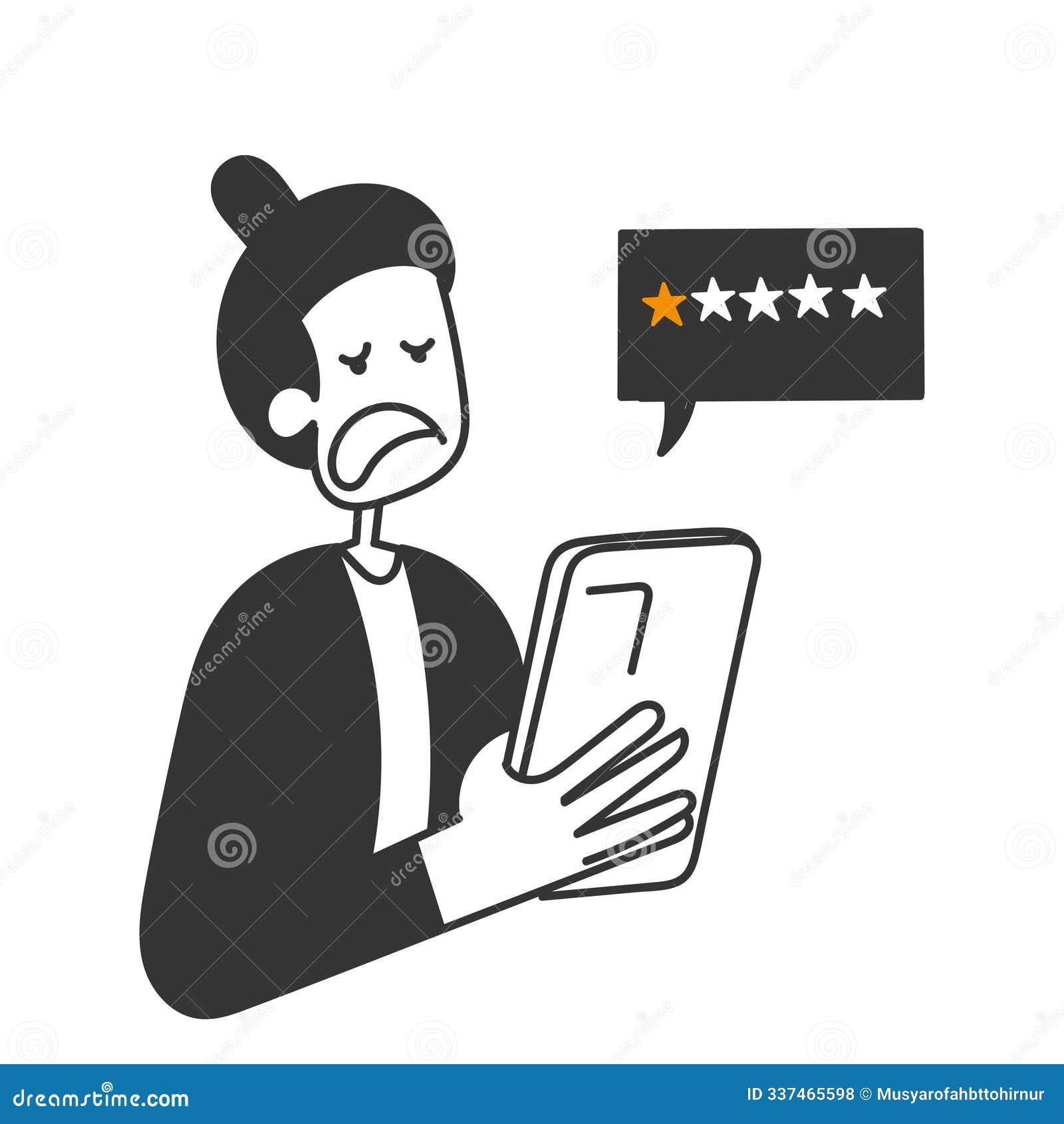 Doodle Customer Giving Bad Rating 1 Star in Hand Drawn Style Stock ...