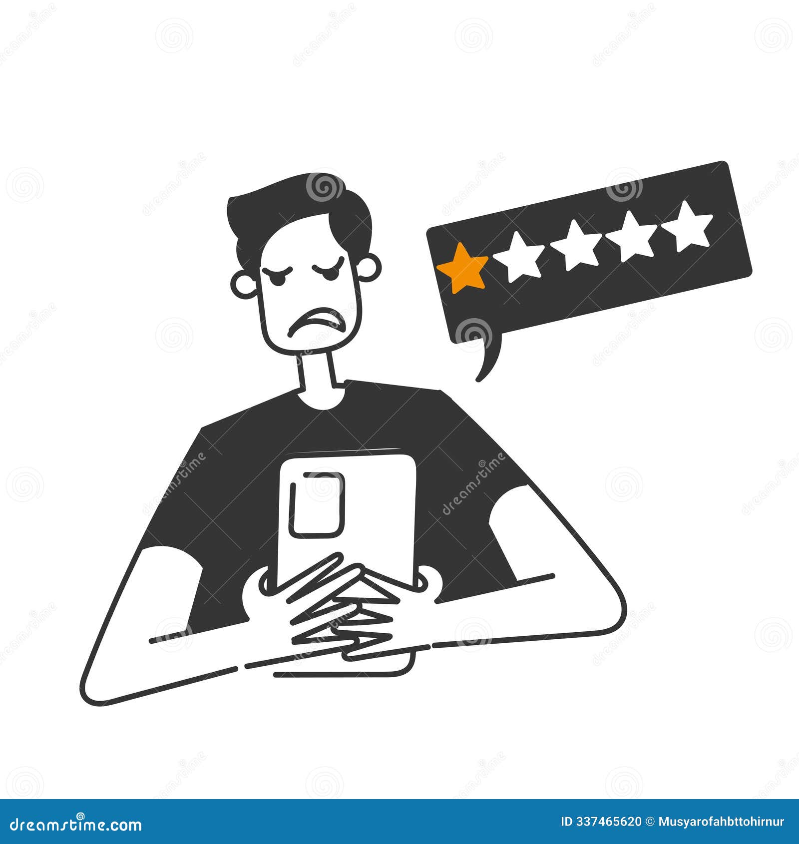 Doodle Customer Giving Bad Rating 1 Star in Hand Drawn Style Stock ...