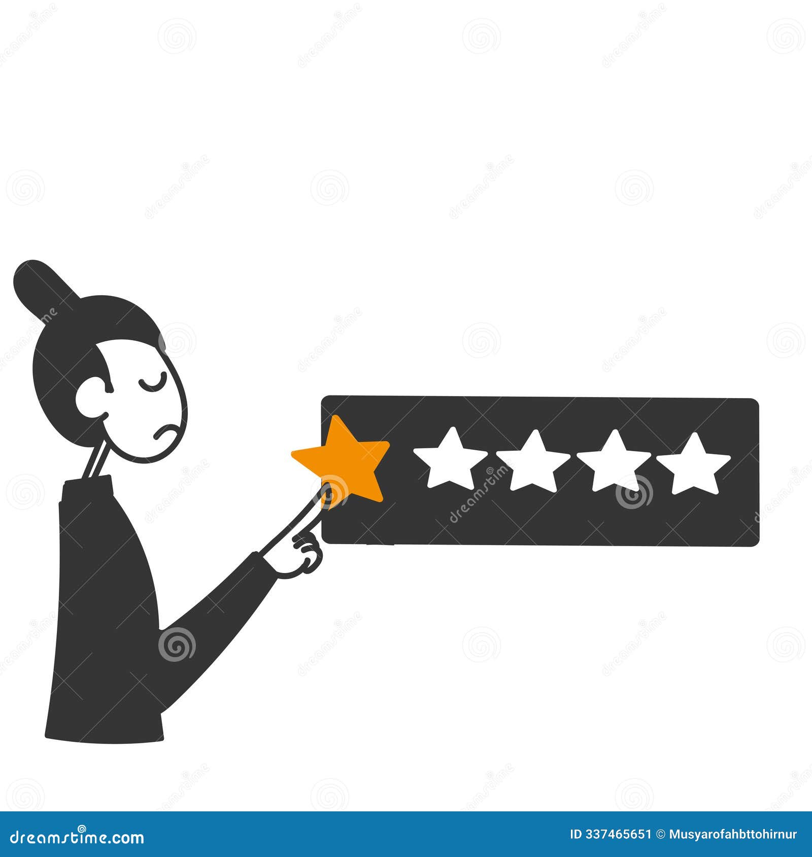 Doodle Customer Giving Bad Rating 1 Star in Hand Drawn Style Stock ...